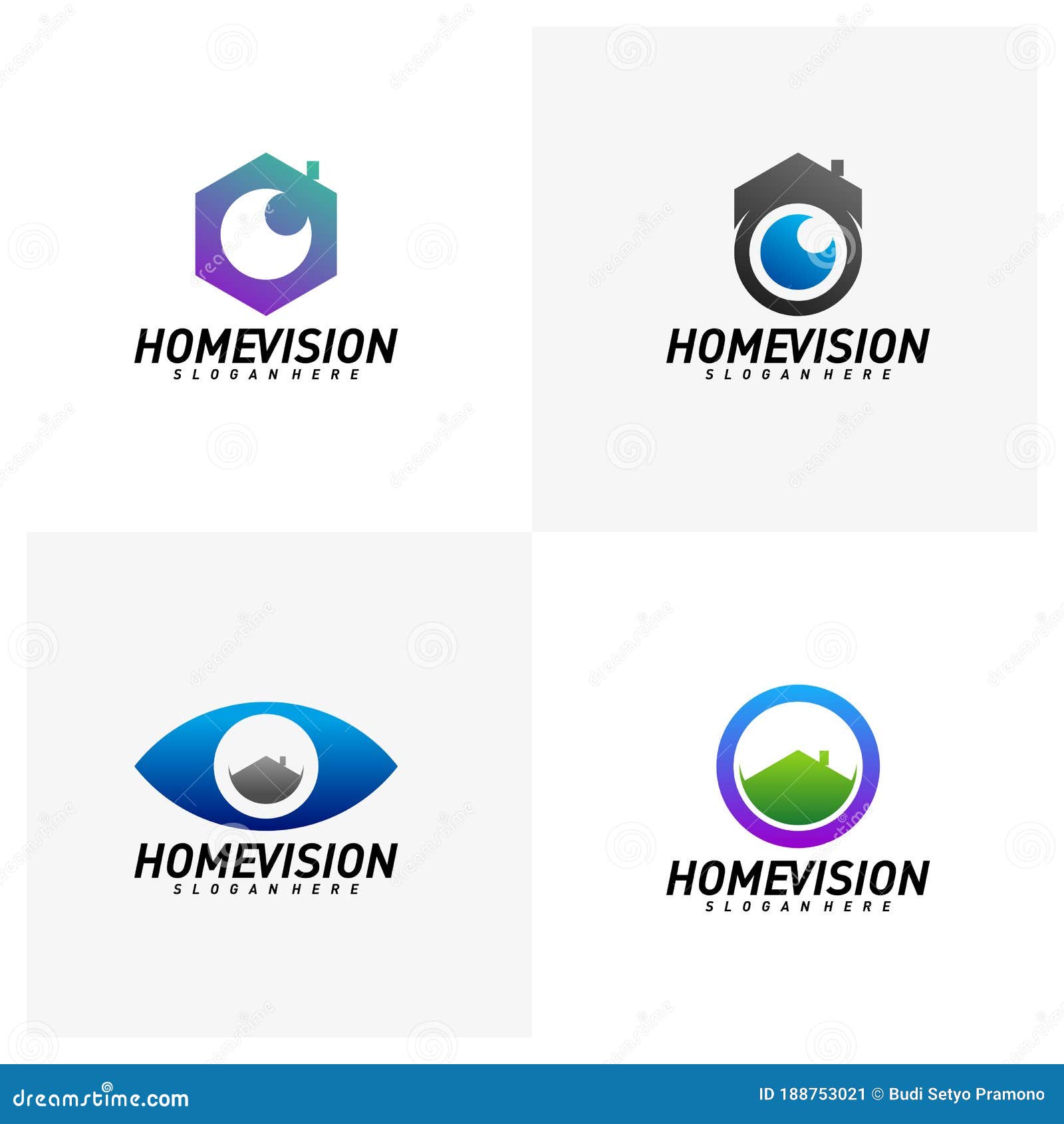 Set of Home Vision Creative Design Logo Vector Concept. Eye House Logo ...
