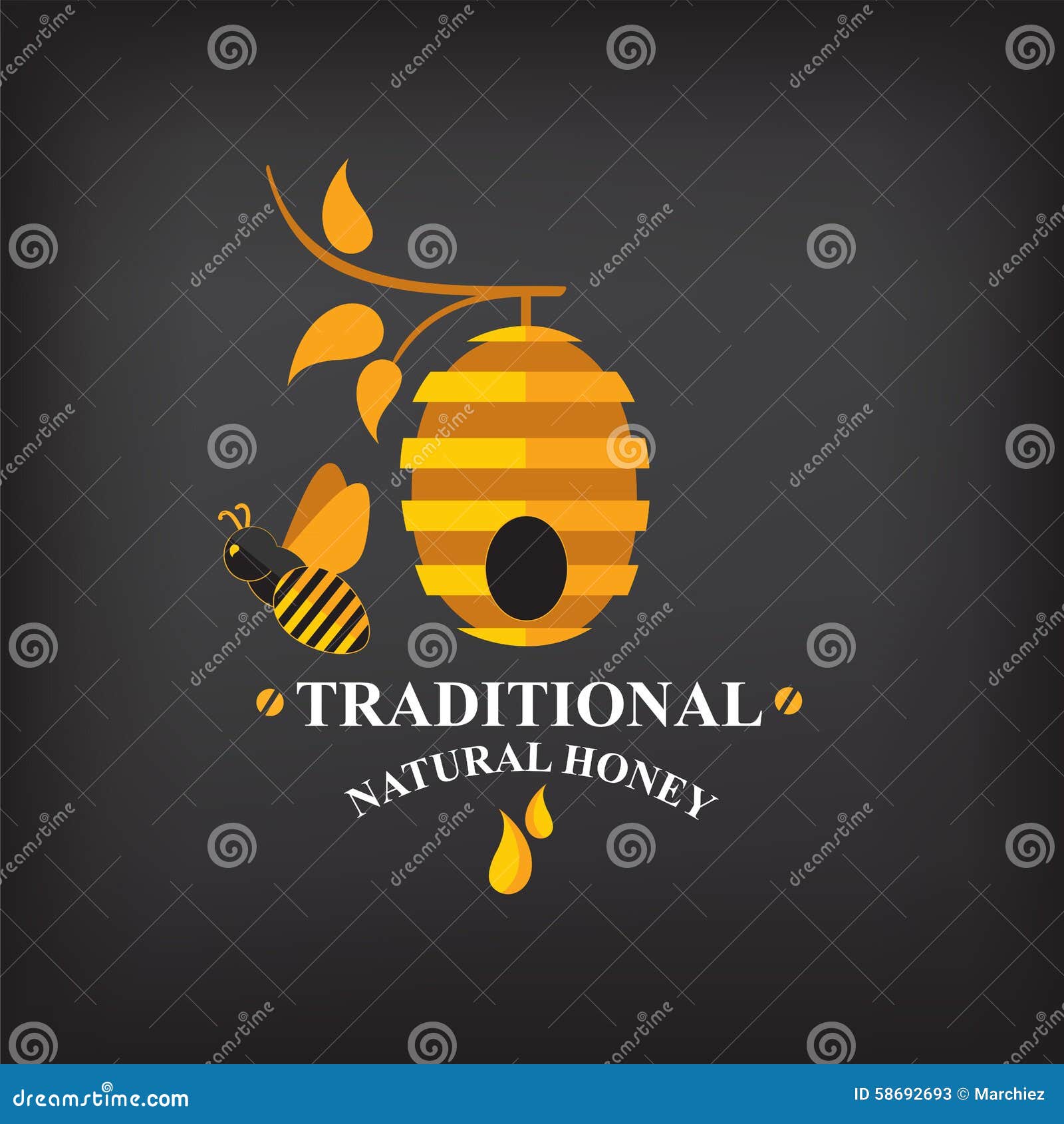 Set Honey Badges and Labels. Abstract Bee Design. Stock Vector ...