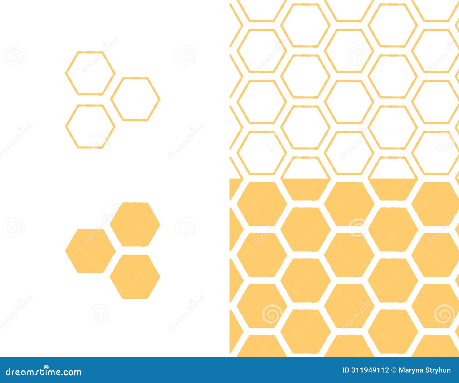 Set of Honeycomb Seamless Pattern, Abstract Line Drawing. Stock Vector ...