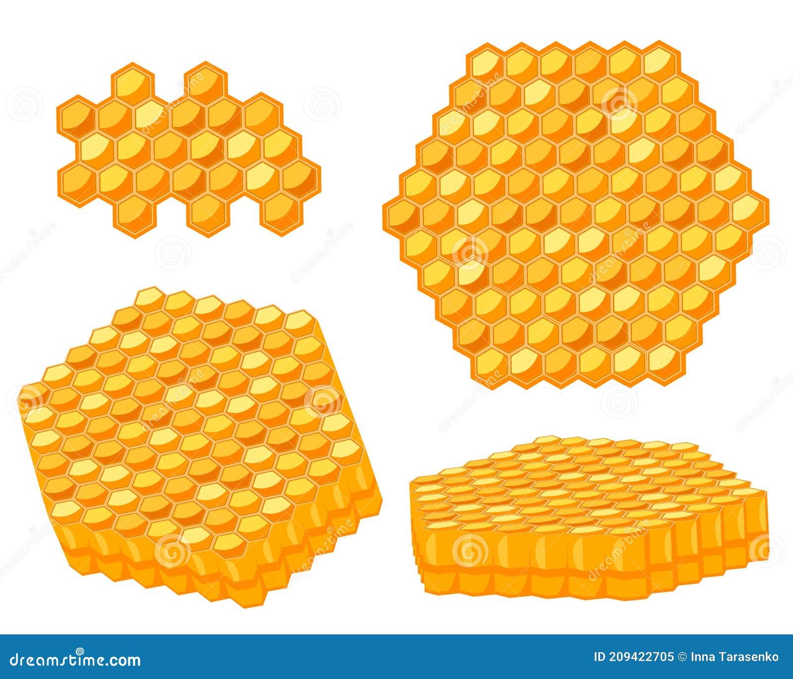 Set of Honeycombs of Honey of Different Shapes on a White Stock Vector ...