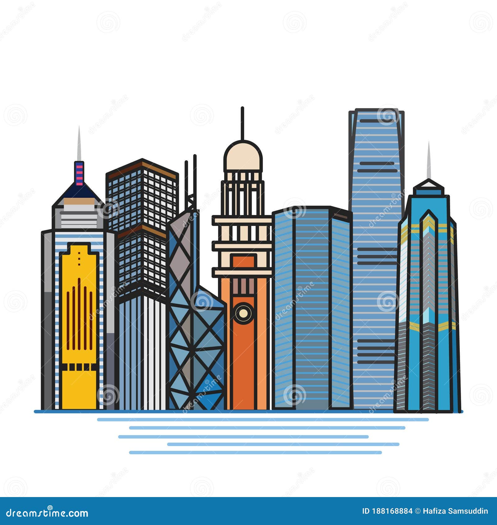 Set of Hong Kong Buildings. Vector Illustration Decorative Design Stock ...