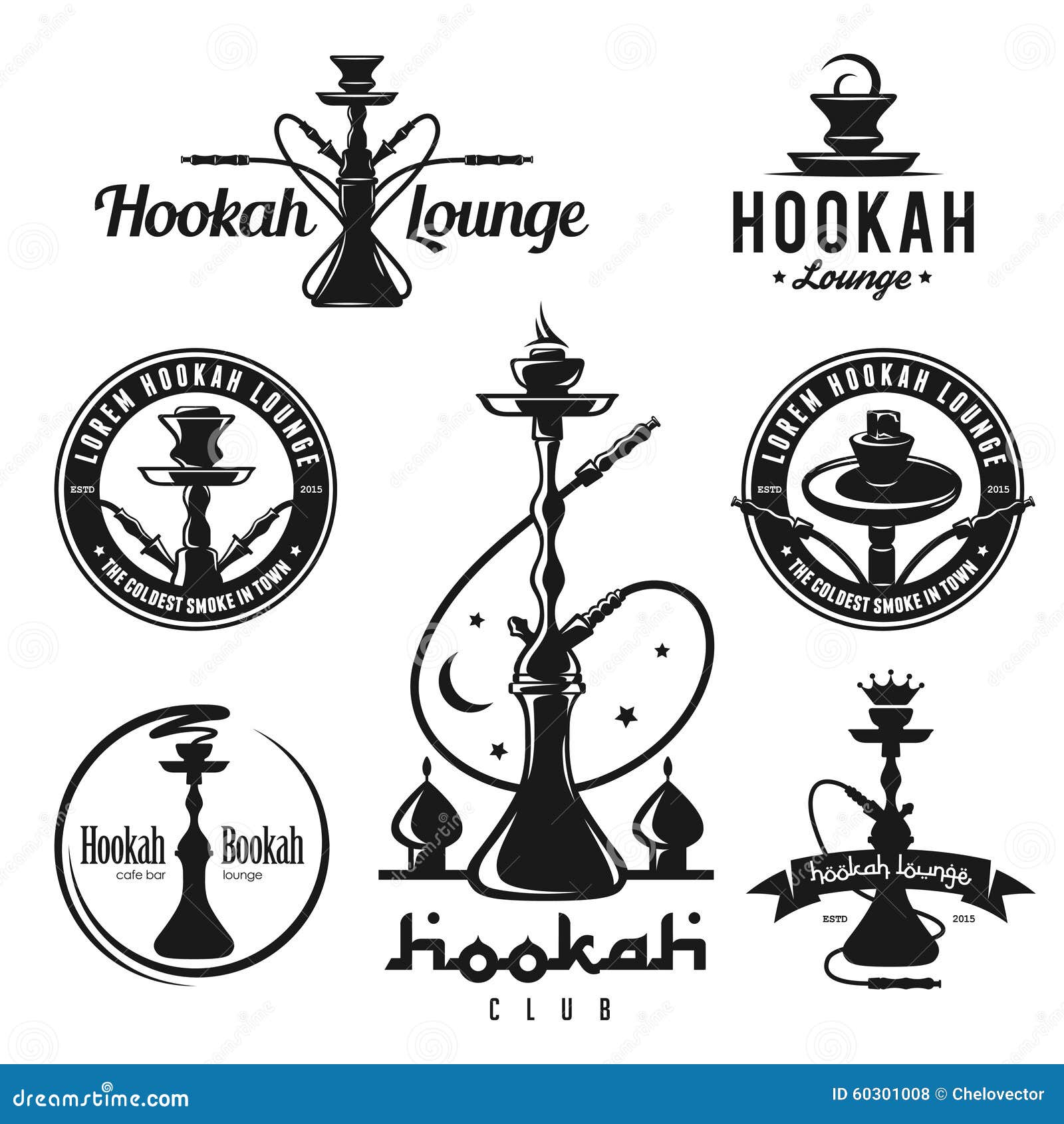 Hookah Labels. Set Of Hookah Vector Silhouettes. | CartoonDealer.com ...