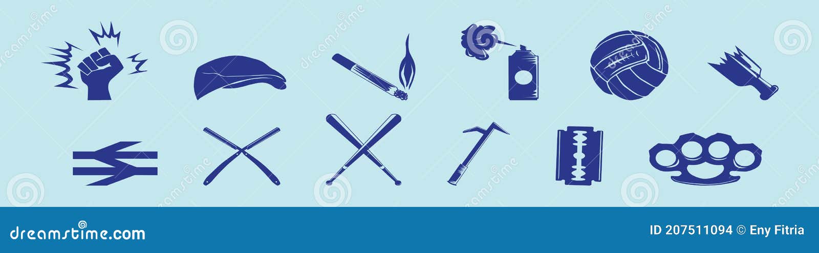 Set of Hooligans Cartoon Icon Design Template with Various Models ...