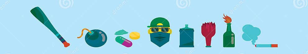 Set of Hooligans Cartoon Icon Design Template with Various Models ...