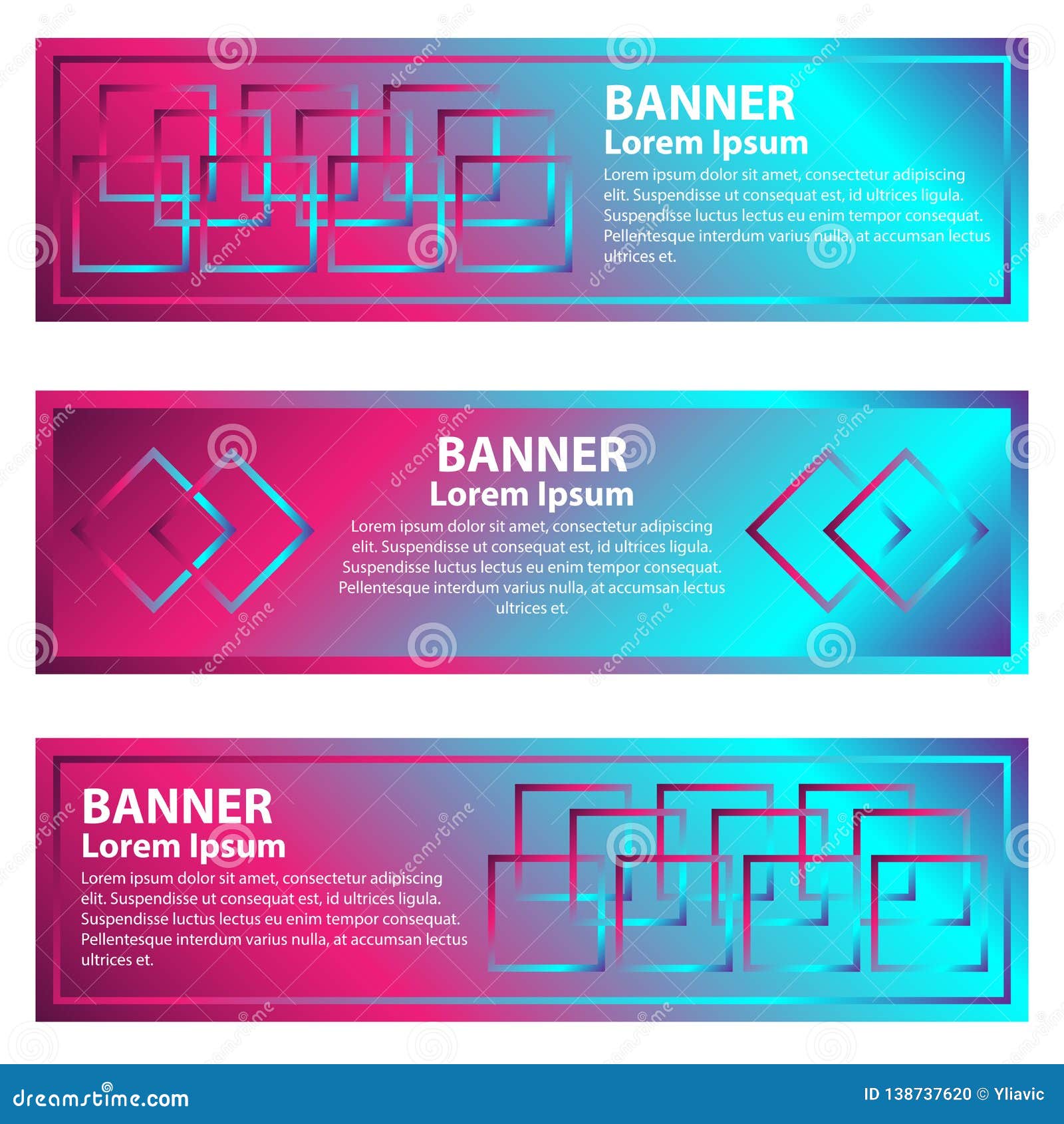 Set of Horizontal Abstract Gradient Banners Stock Vector - Illustration ...