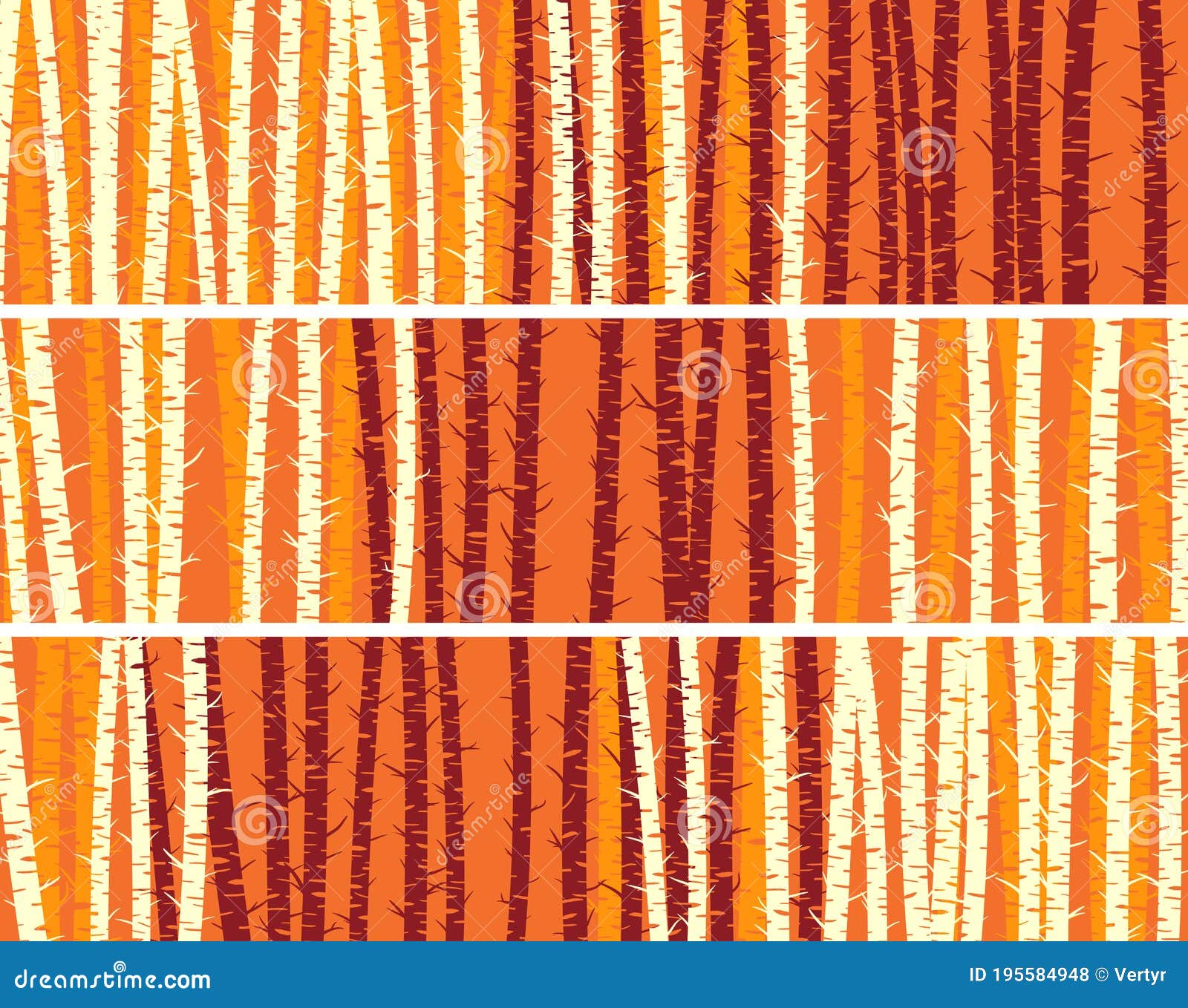 Set of Horizontal Autumn Banners with Birch Trunks. Stock Photo - Image ...