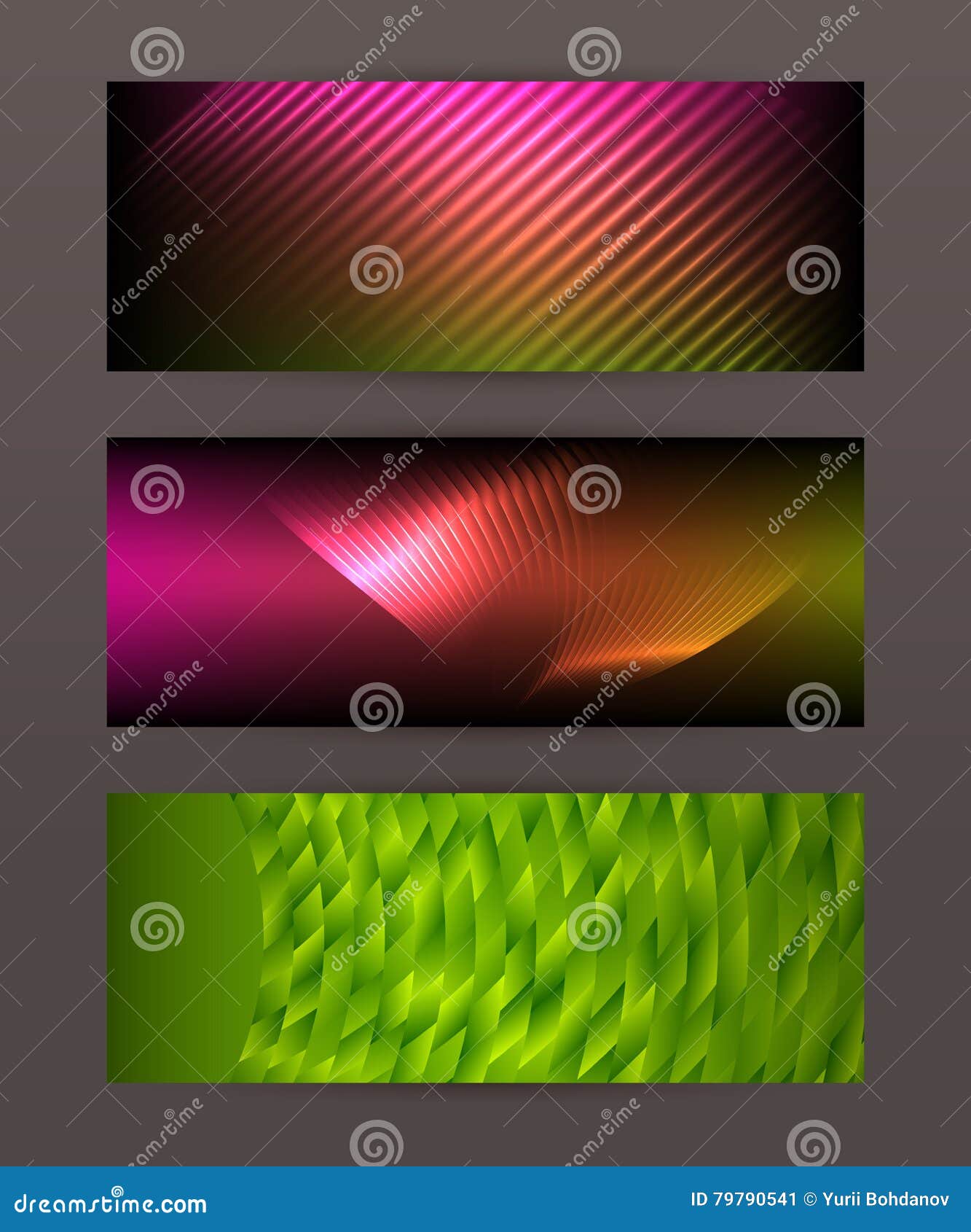Set Horizontal Banner Design Element Background Glow Abstract Stock ...