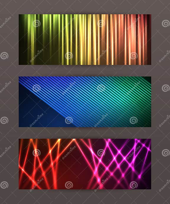 Set Horizontal Banner Design Element Background Glow Abstract Stock ...
