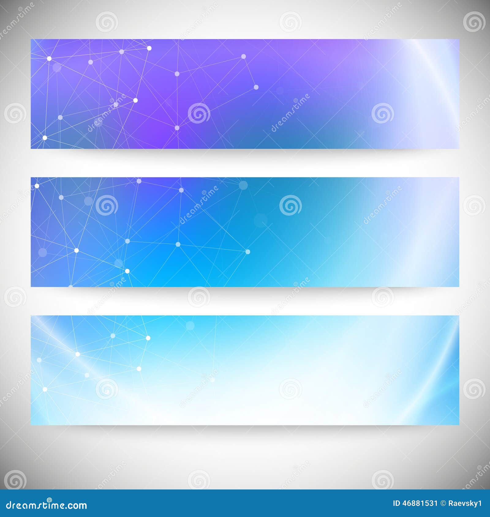 Set of Horizontal Banners. Abstract Blue Stock Vector - Illustration of ...