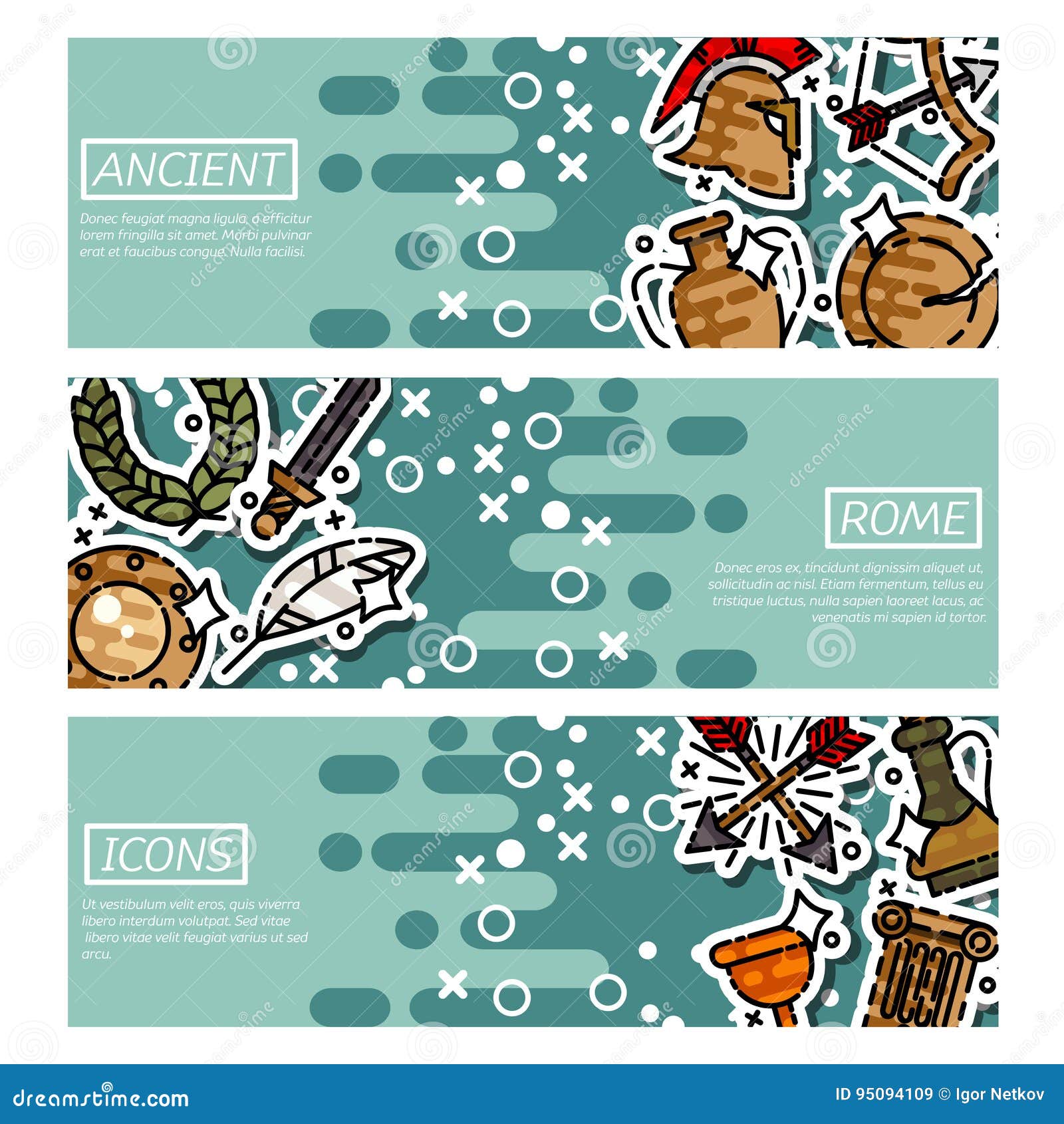 Set of Horizontal Banners about Ancient Rome Stock Vector ...