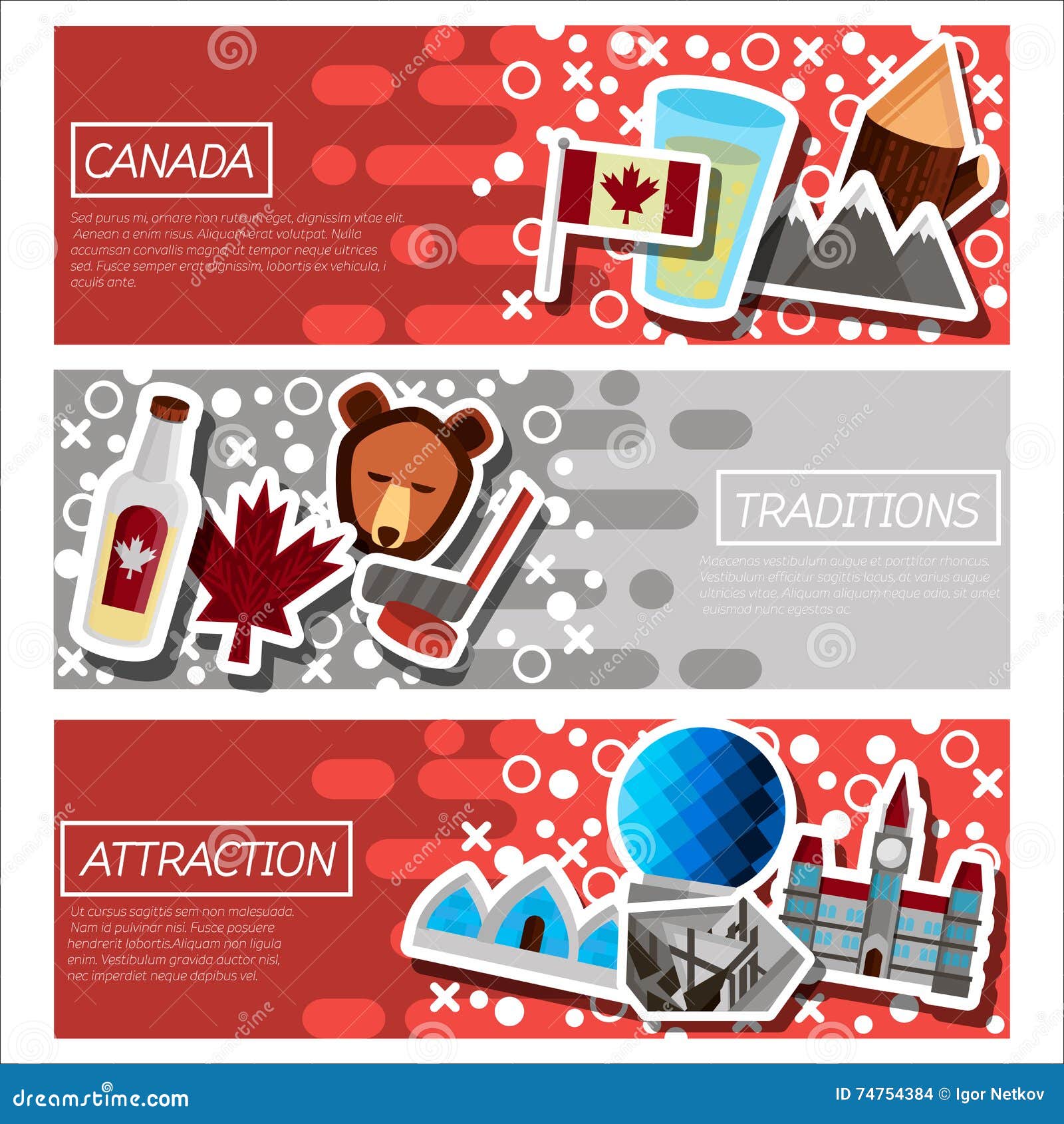 Set of Horizontal Banners about Canada Stock Vector - Illustration of ...