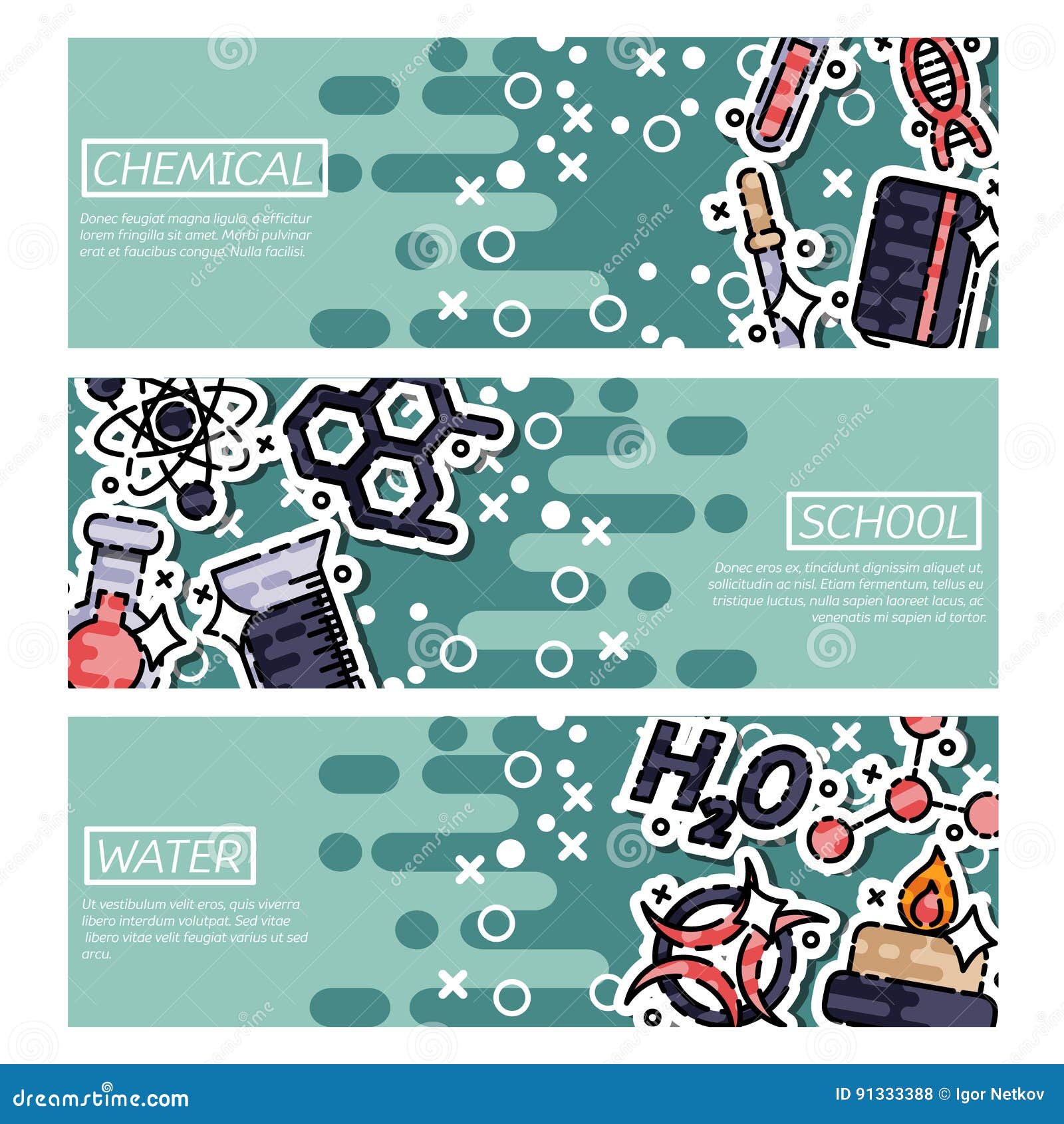 Set of Horizontal Banners about Chemical Stock Vector - Illustration of ...