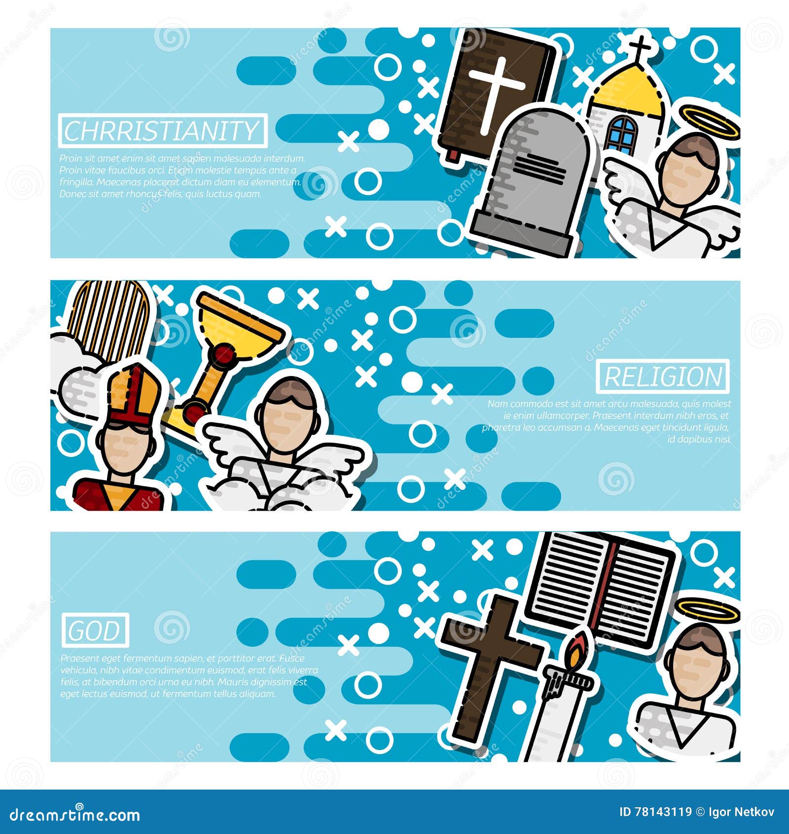Set of Horizontal Banners about Christianity Stock Vector ...