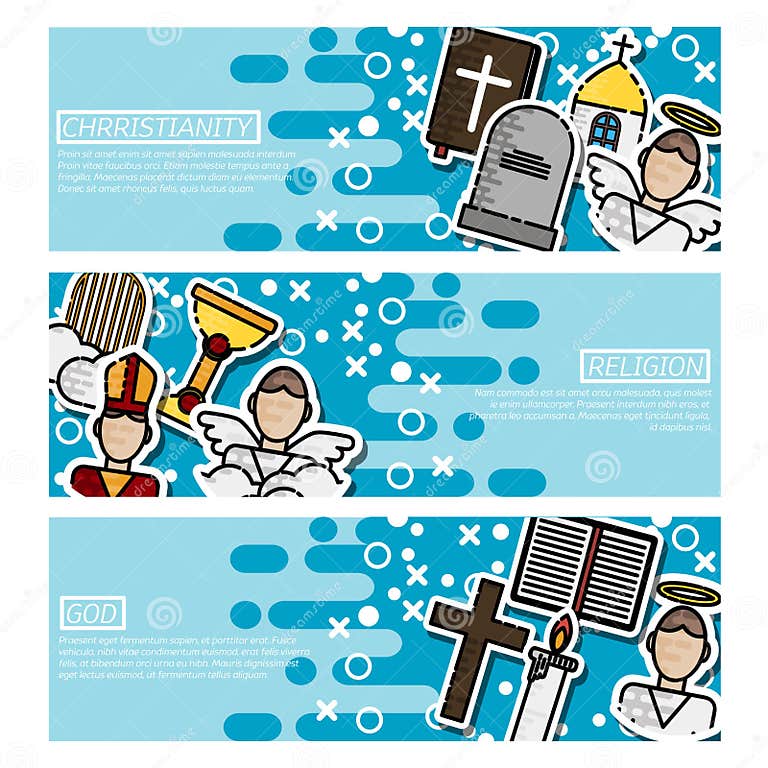 Set of Horizontal Banners about Christianity Stock Vector ...