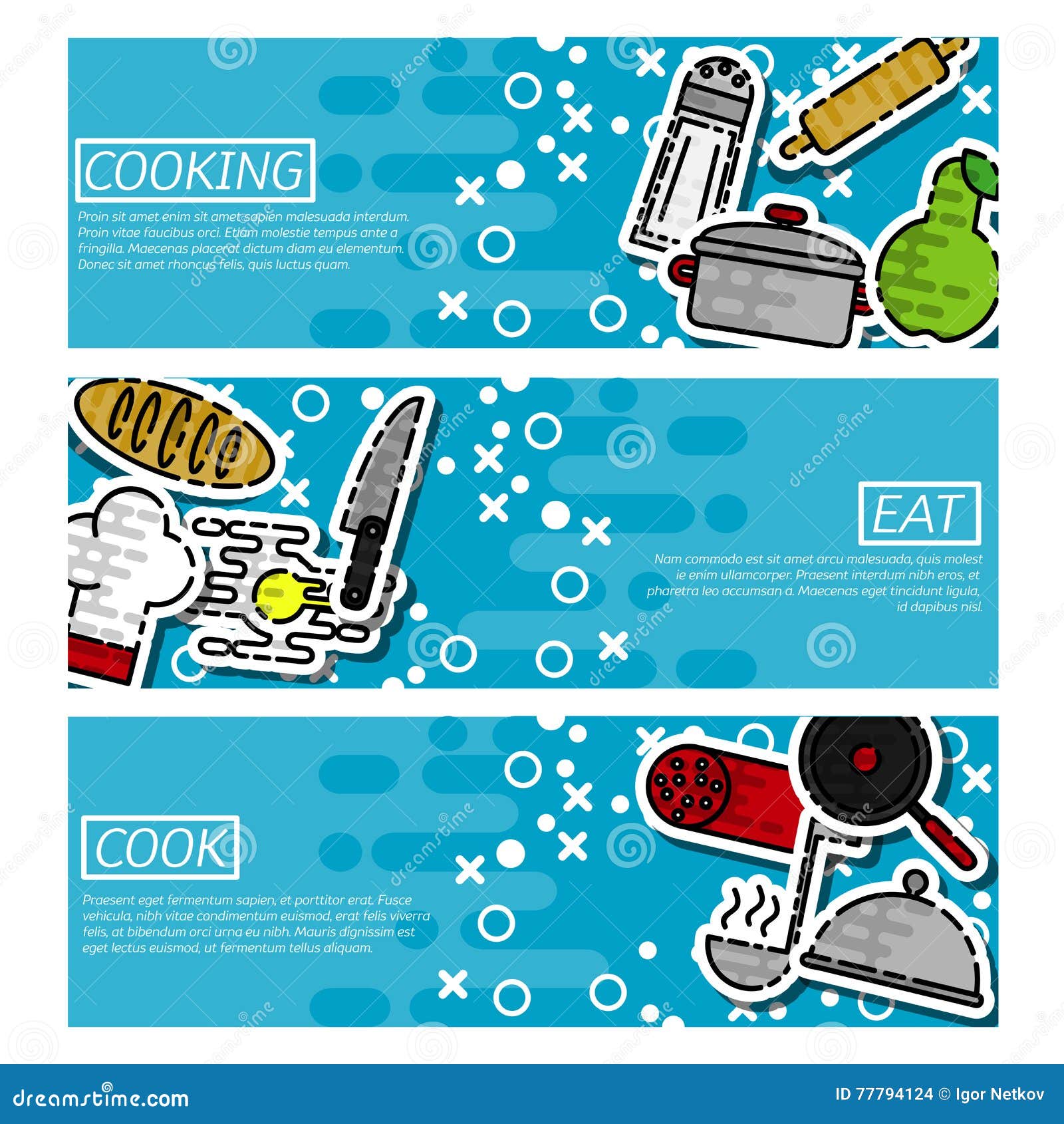 Set of Horizontal Banners about Cooking Stock Vector - Illustration of ...