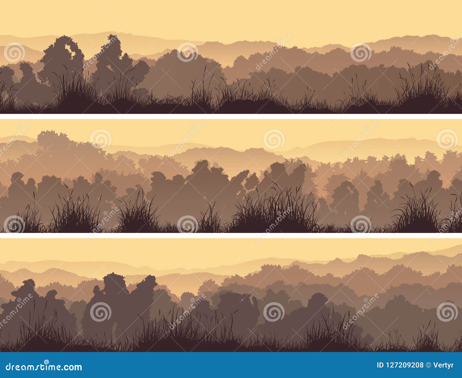 Deciduous Forest Trees Silhouette Set Cartoon Vector | CartoonDealer ...