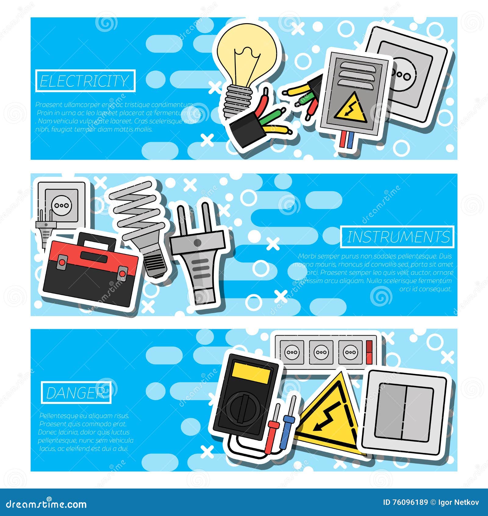 Set Horizontal Banners Electricity Stock Illustrations – 190 Set ...