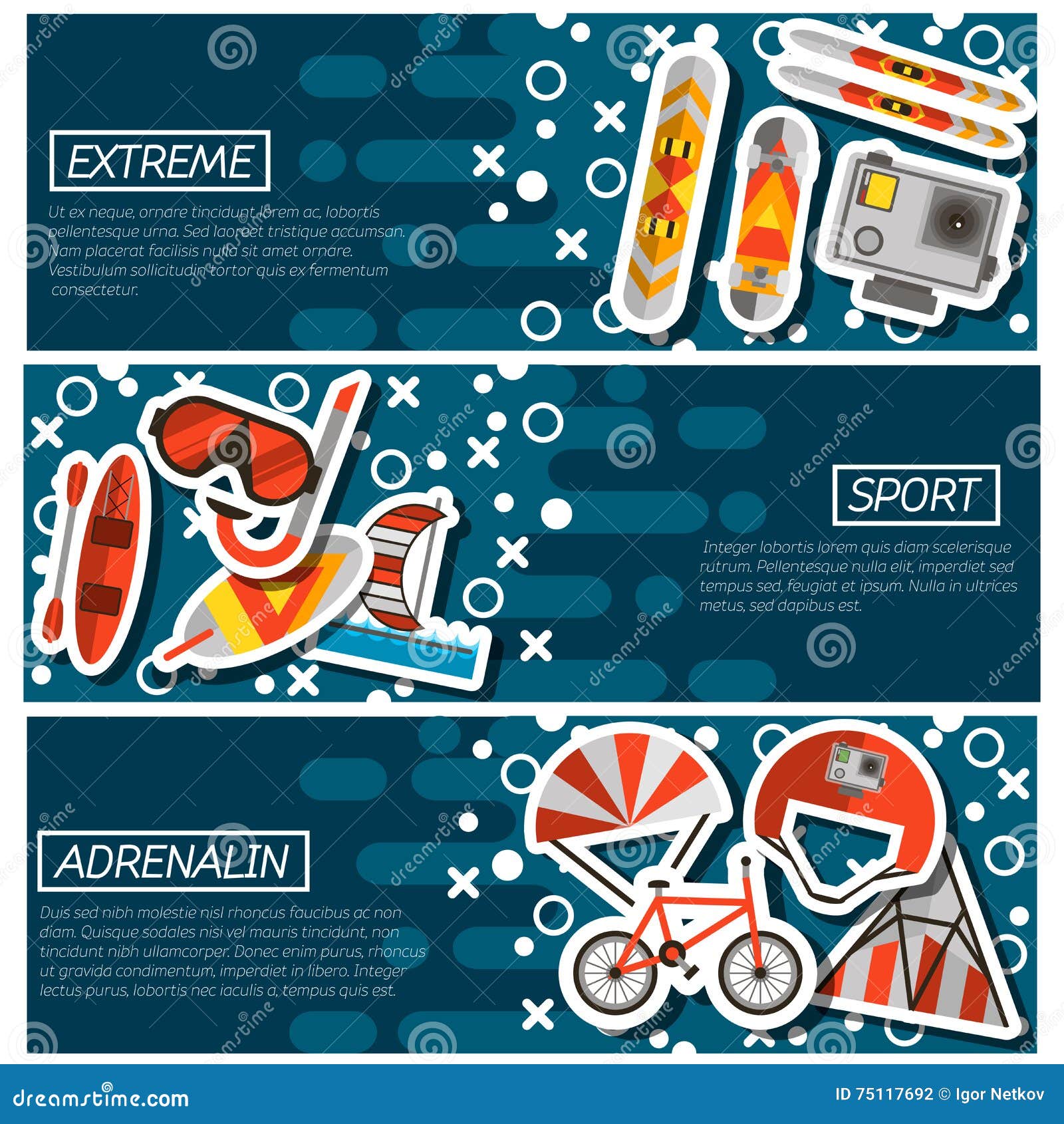 Set of Horizontal Banners about Extreme Sports Stock Vector ...