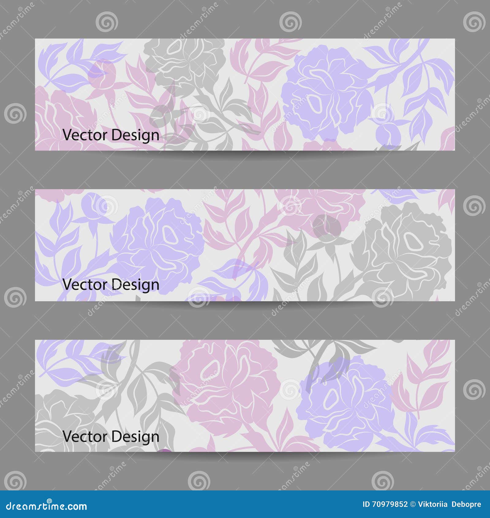 Set of Horizontal Banners with Flowers Stock Vector - Illustration of ...