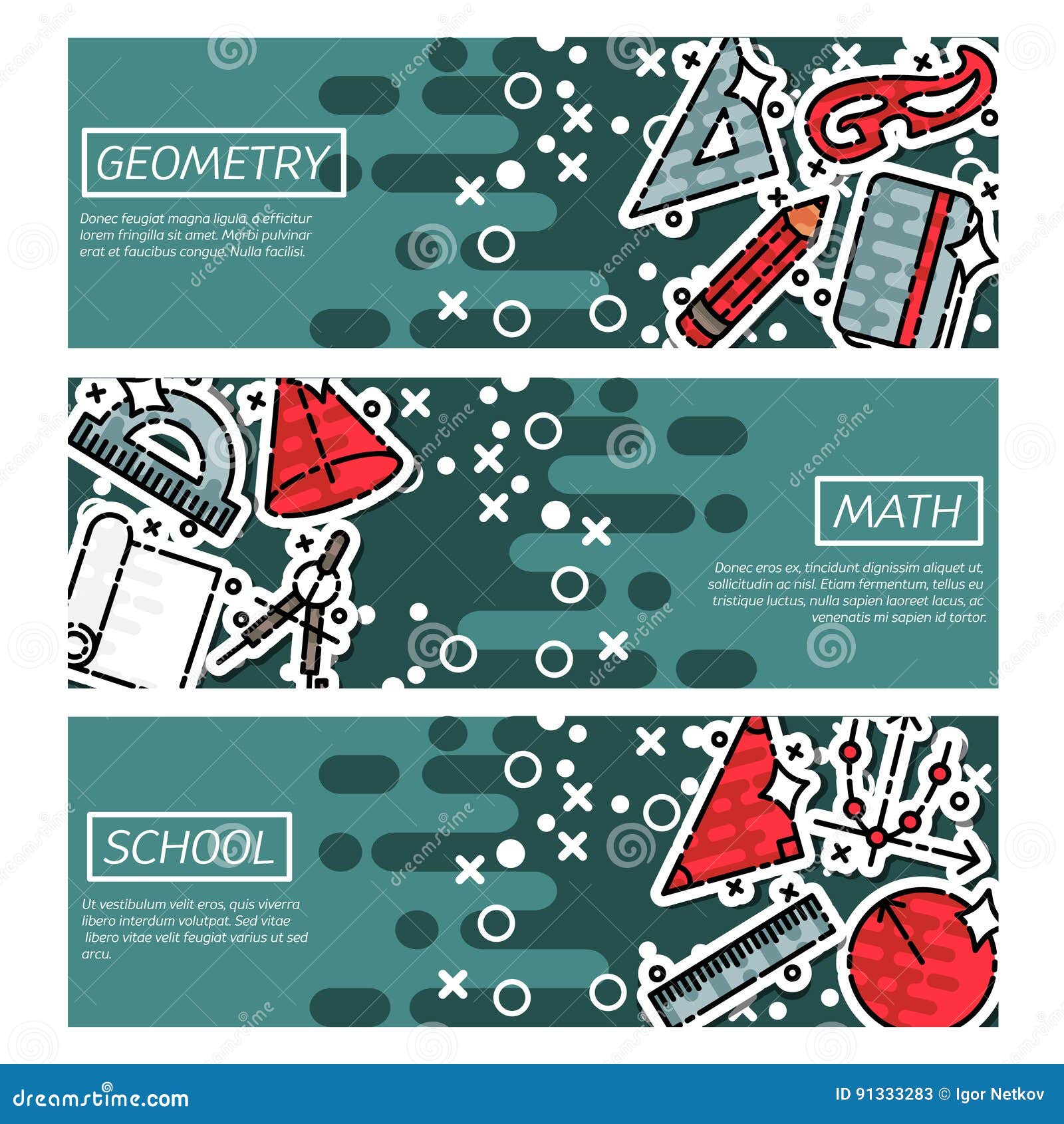 Set of Horizontal Banners about Geometry Stock Vector - Illustration of ...
