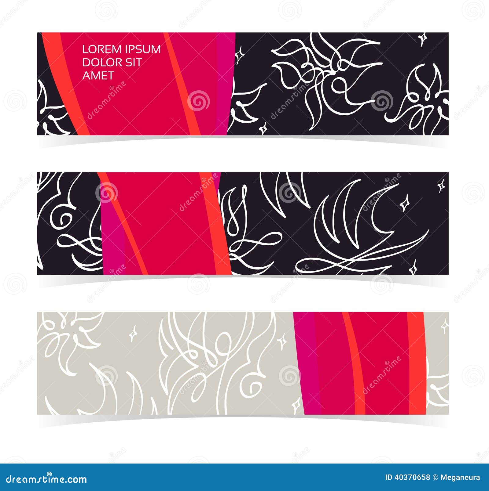 Set of Horizontal Banners, Headers. Editable Design Template Stock ...