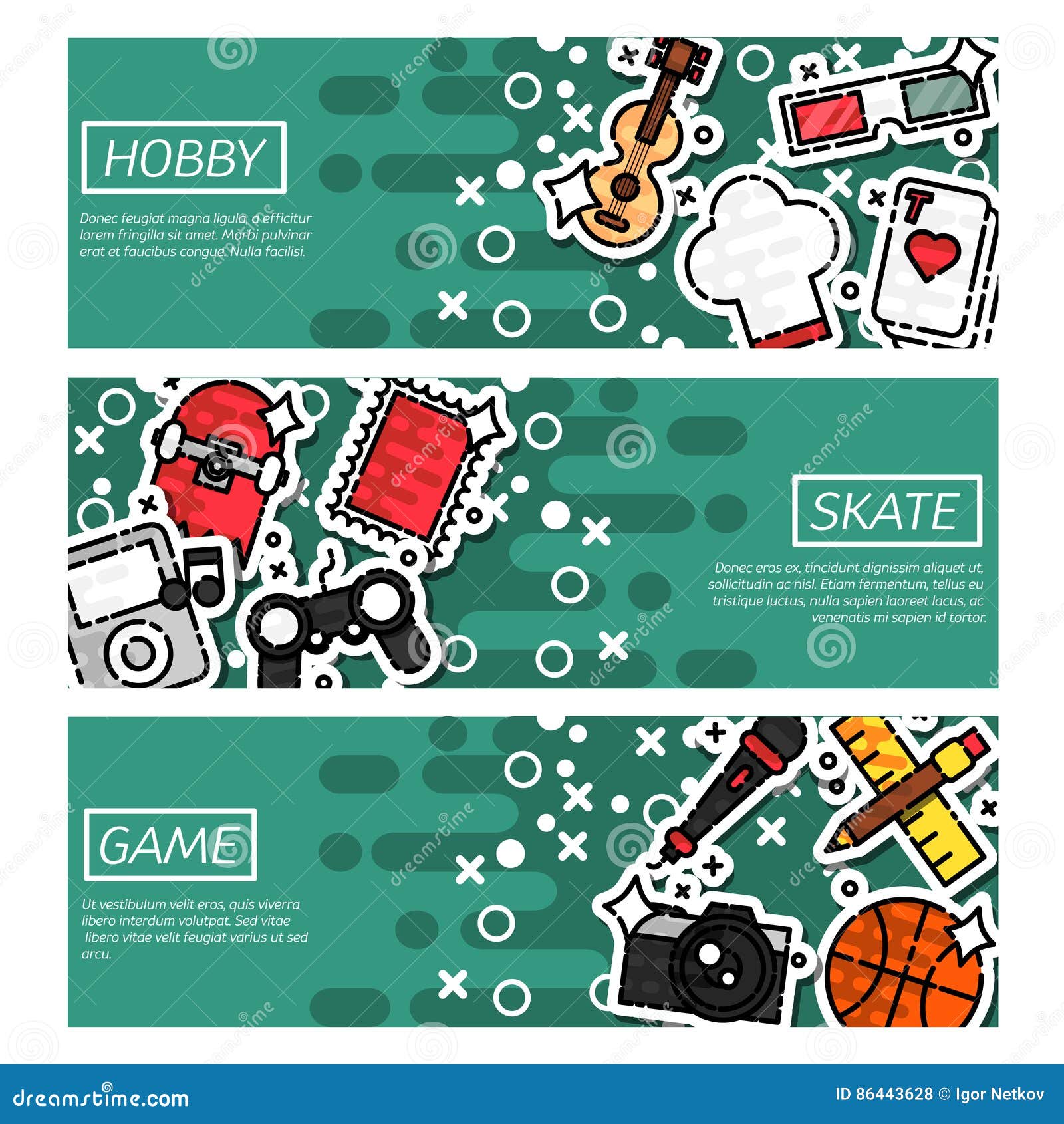 Set of Horizontal Banners about Hobby Stock Vector - Illustration of ...