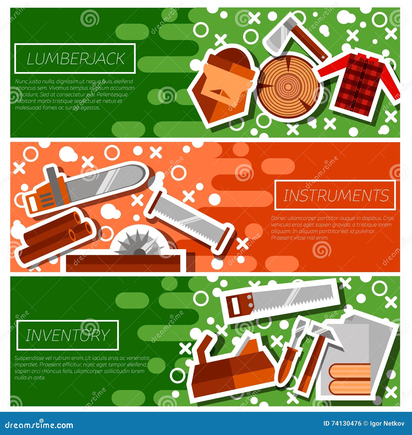 Set of Horizontal Banners about Lumberjack Stock Vector - Illustration ...