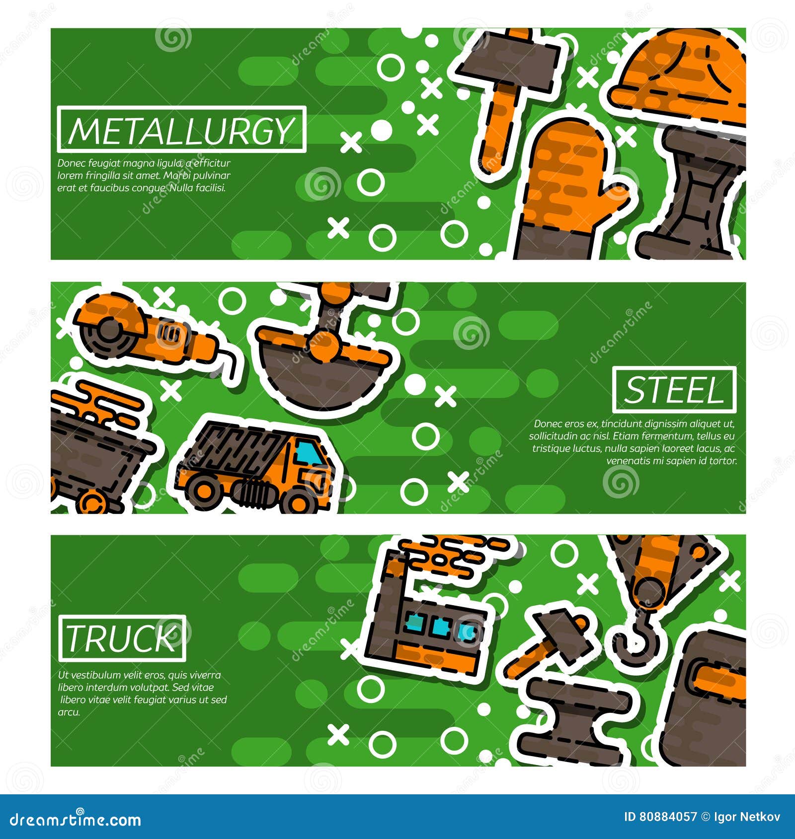 Set of Horizontal Banners about Metallurgy Stock Vector - Illustration ...