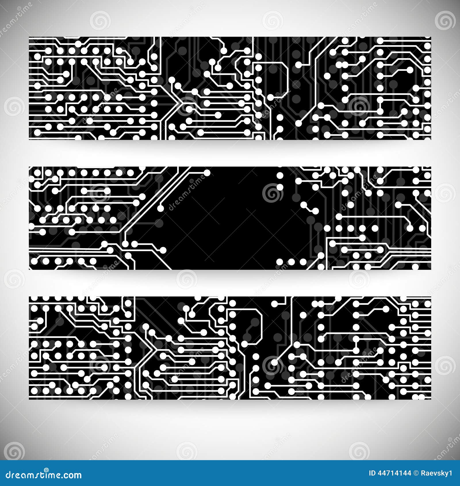 Set of Horizontal Banners. Microchip Background, Stock Vector ...
