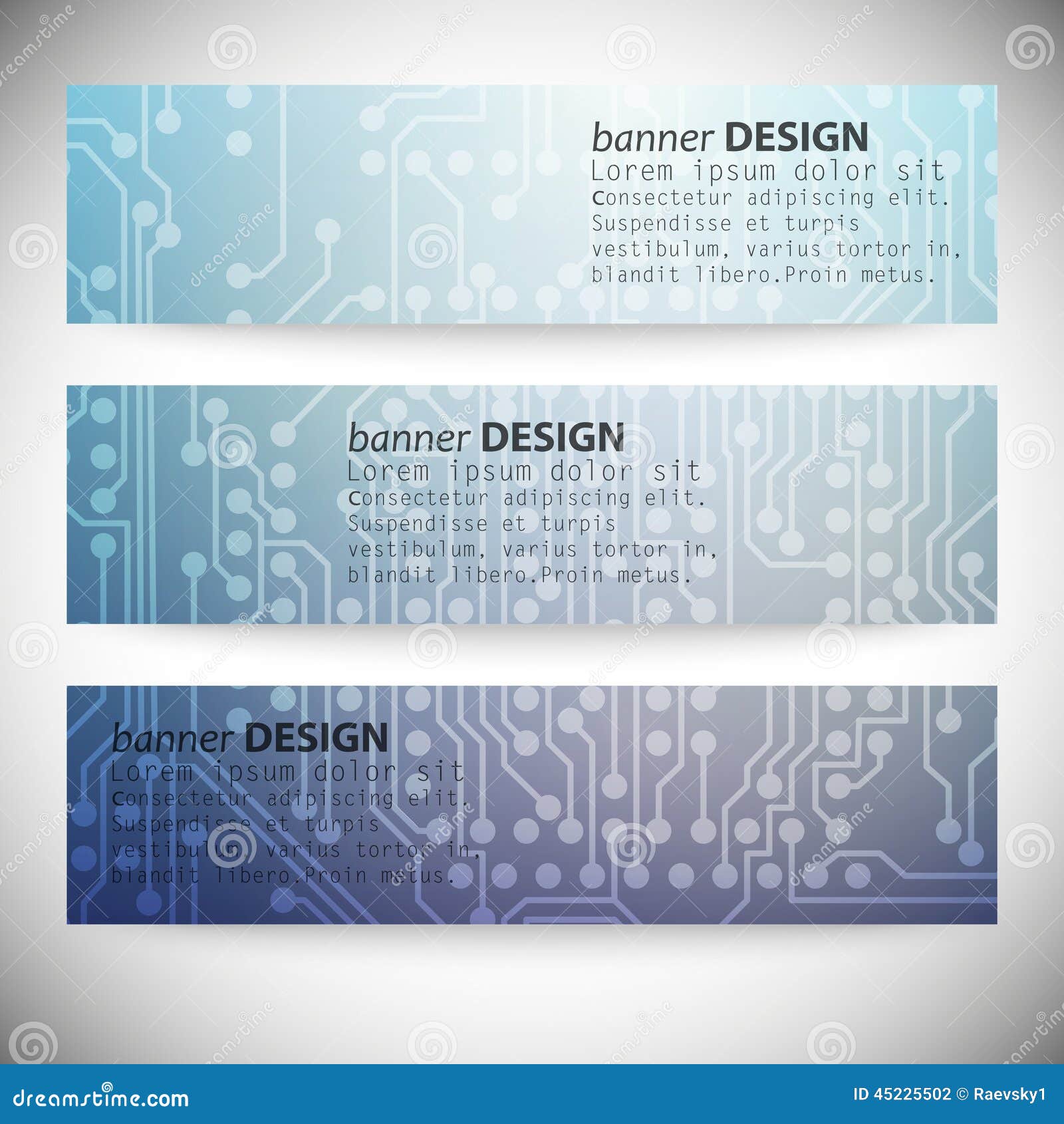 Set of Horizontal Banners. Microchip Backgrounds, Stock Vector ...
