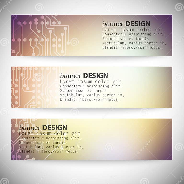 Set of Horizontal Banners. Microchip Backgrounds, Stock Vector ...