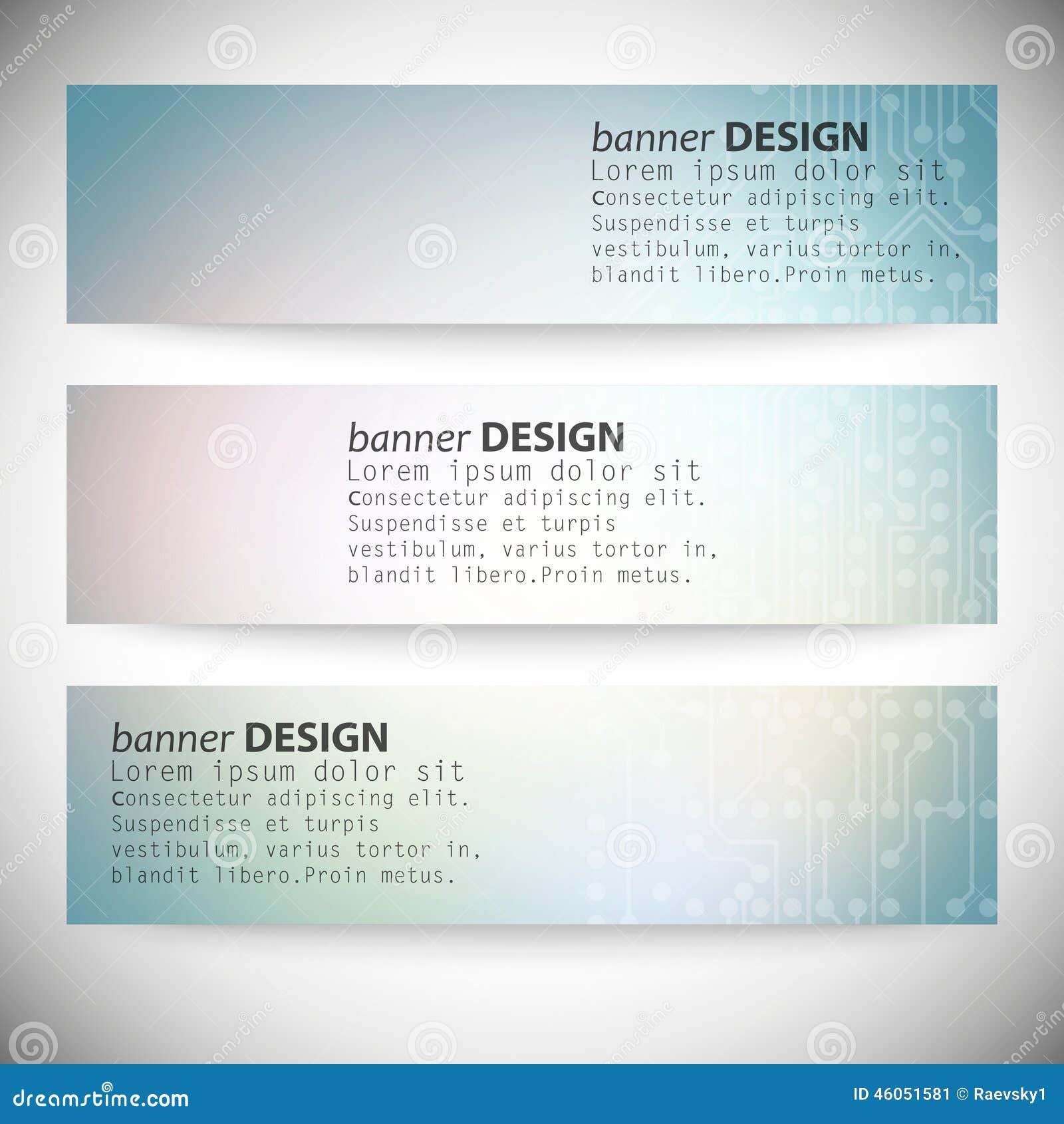 Set of Horizontal Banners. Microchip Backgrounds, Stock Vector ...