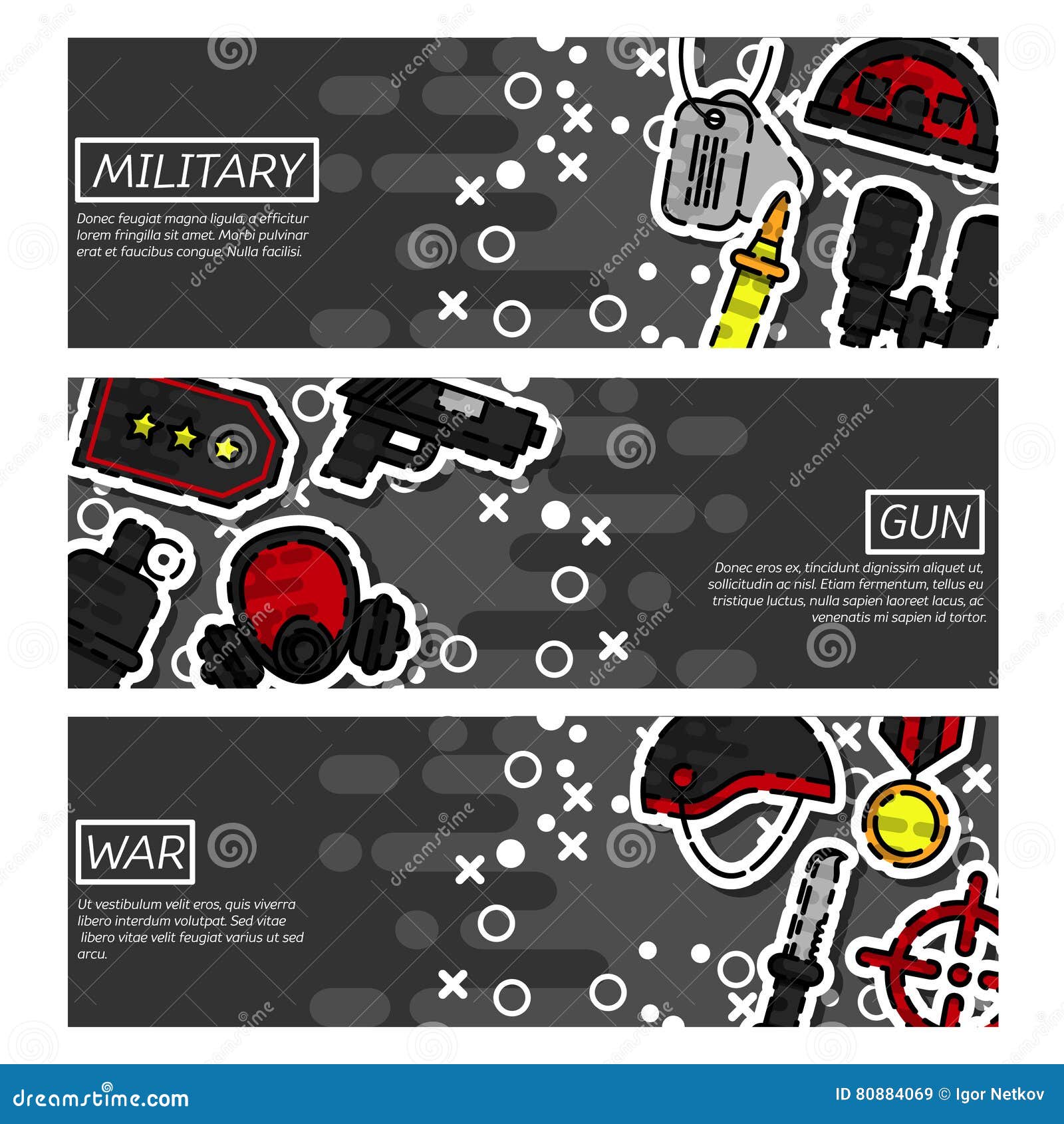 Set of Horizontal Banners about Military Stock Vector - Illustration of ...