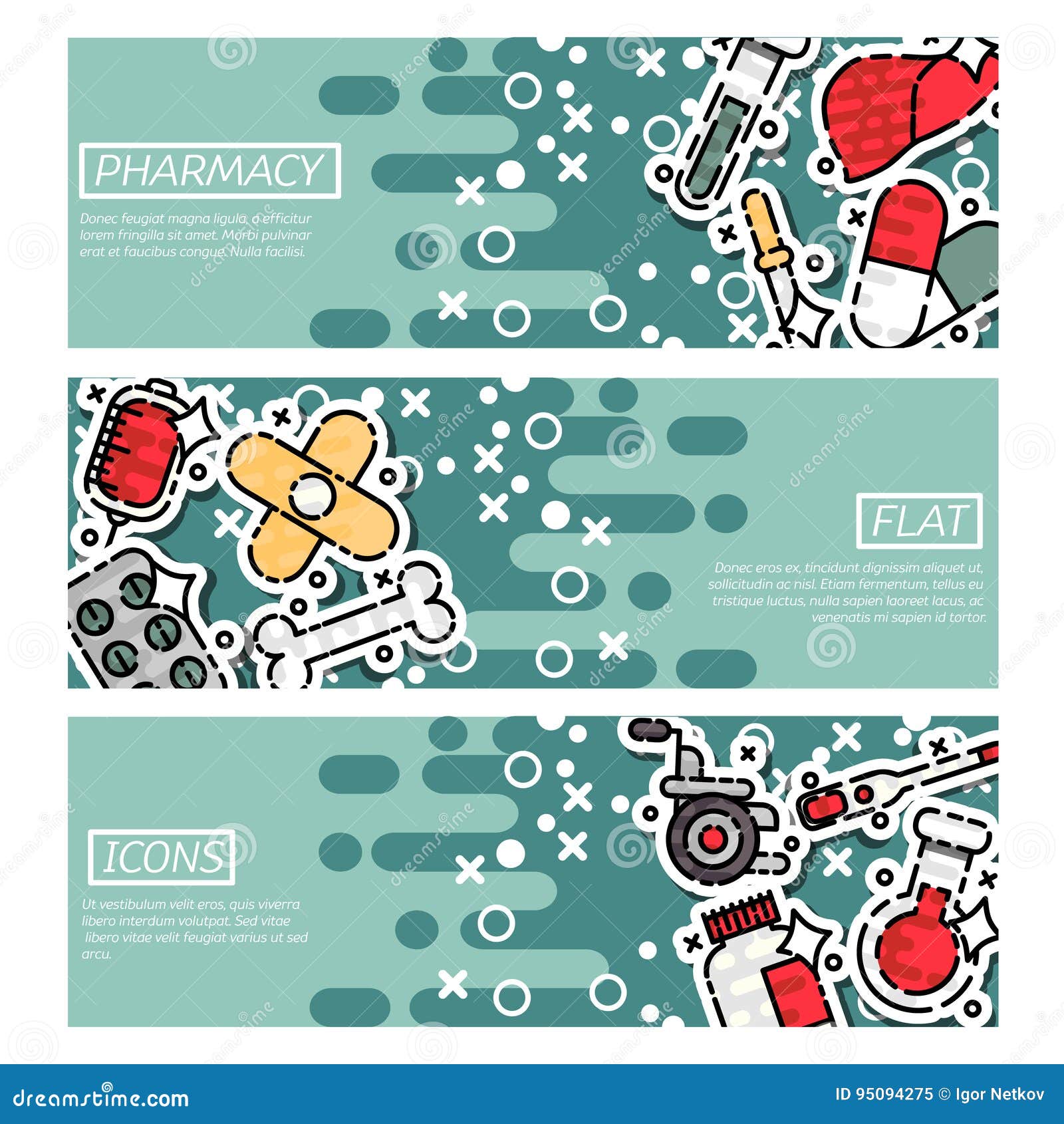Set of Horizontal Banners about Pharmacy Stock Vector - Illustration of ...