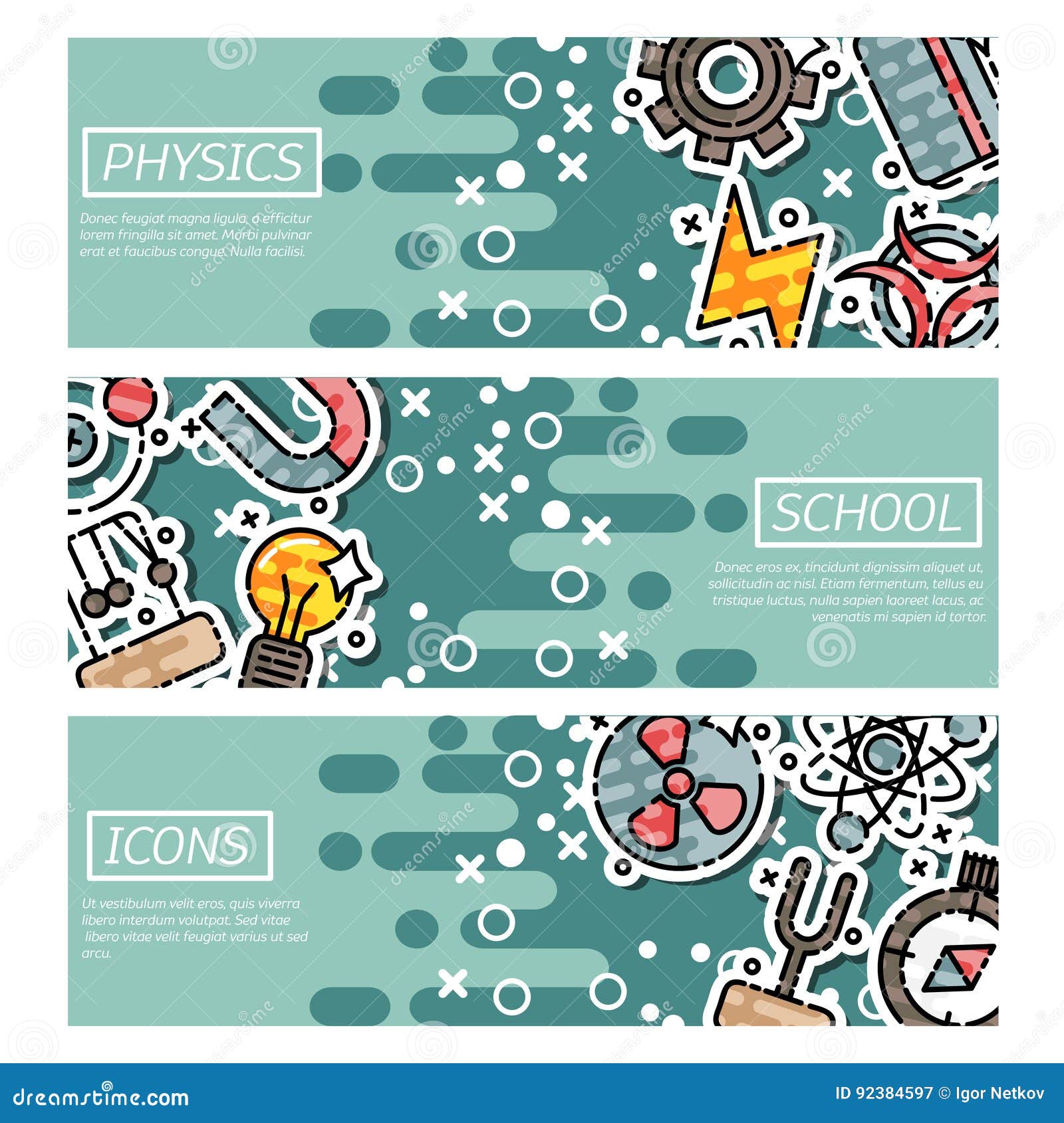 Set of Horizontal Banners about Physics Stock Vector - Illustration of ...