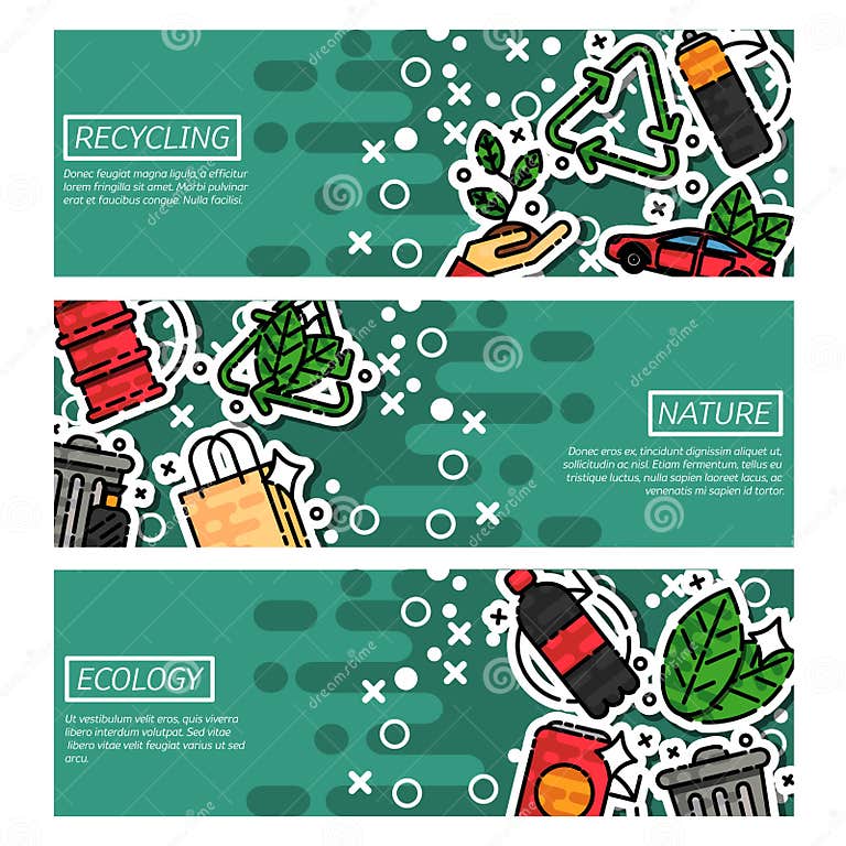 Set of Horizontal Banners about Recycling Stock Vector - Illustration ...