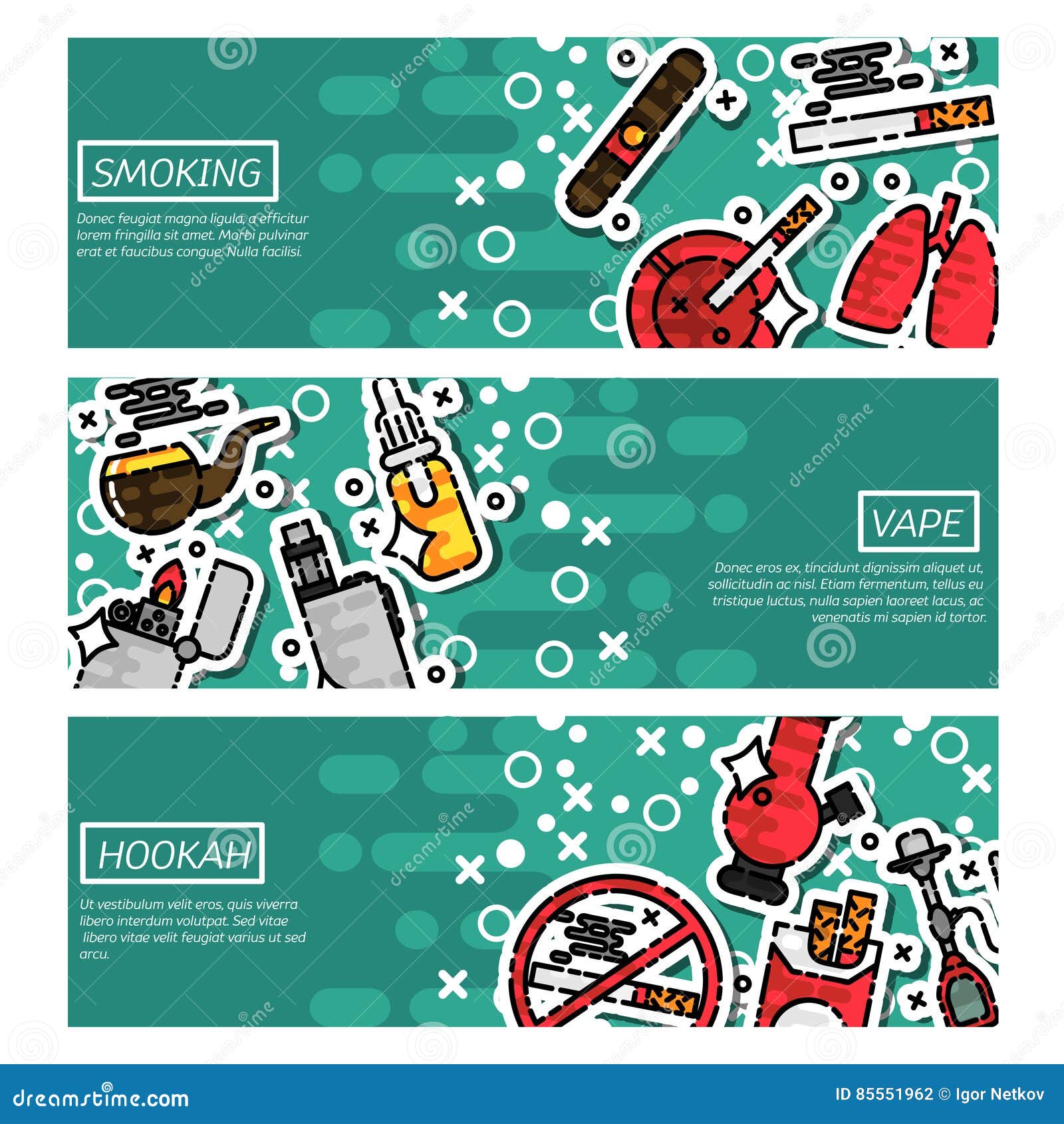 Set of Horizontal Banners about Smoking Stock Vector - Illustration of ...