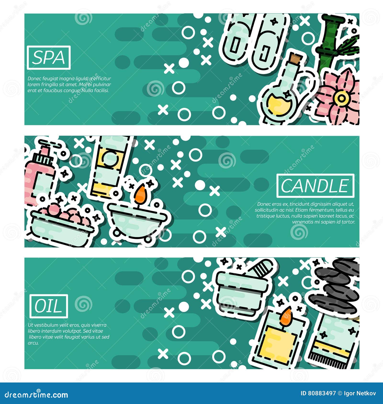 Set of Horizontal Banners about SPA Stock Vector - Illustration of body ...