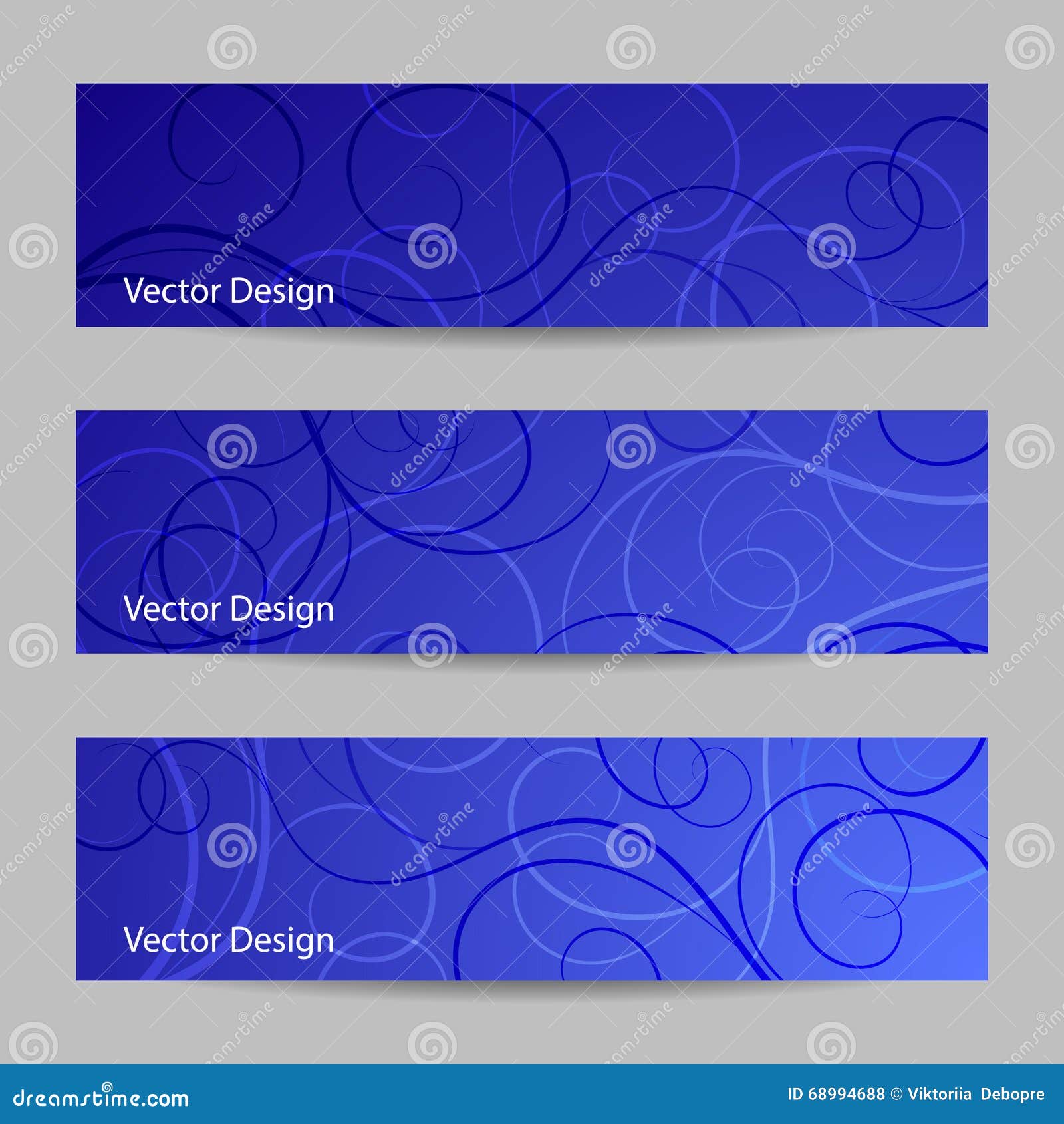 Set of Horizontal Banners with Swirl Pattern Stock Vector ...