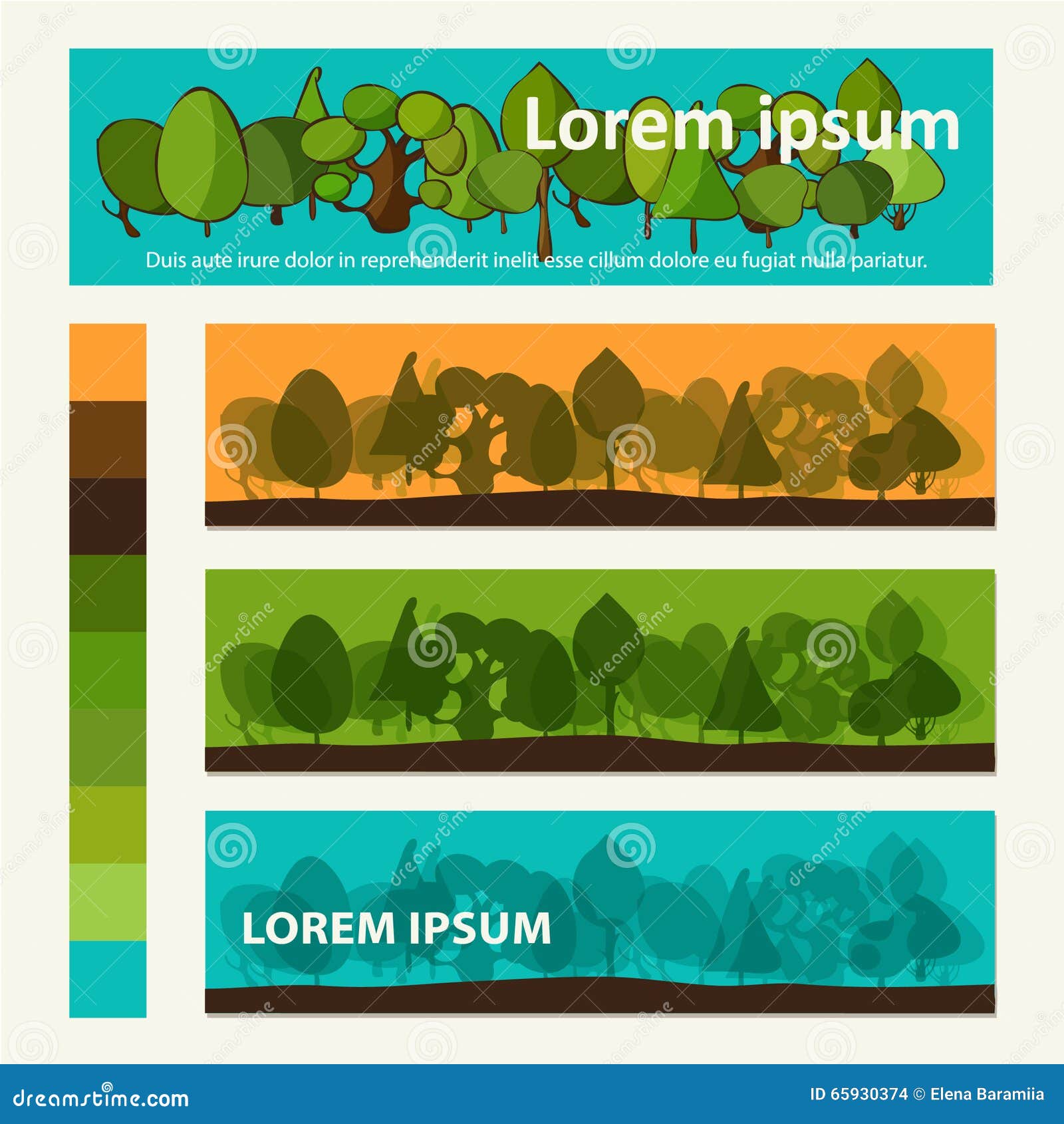 Set of Horizontal Banners Trees Stock Vector - Illustration of ...
