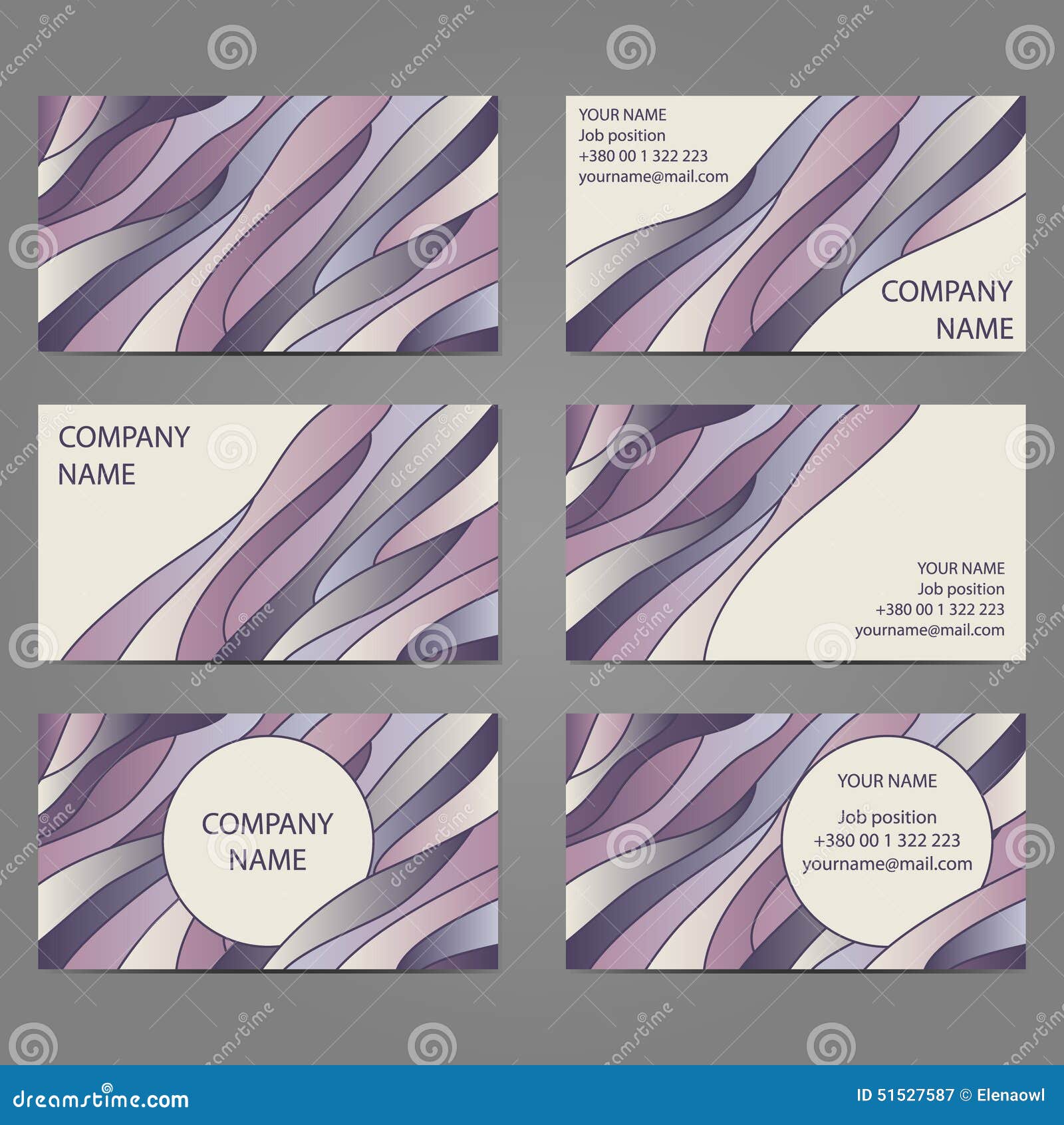 Set 6 of 3 Horizontal Business Cards. Stock Vector - Illustration of ...