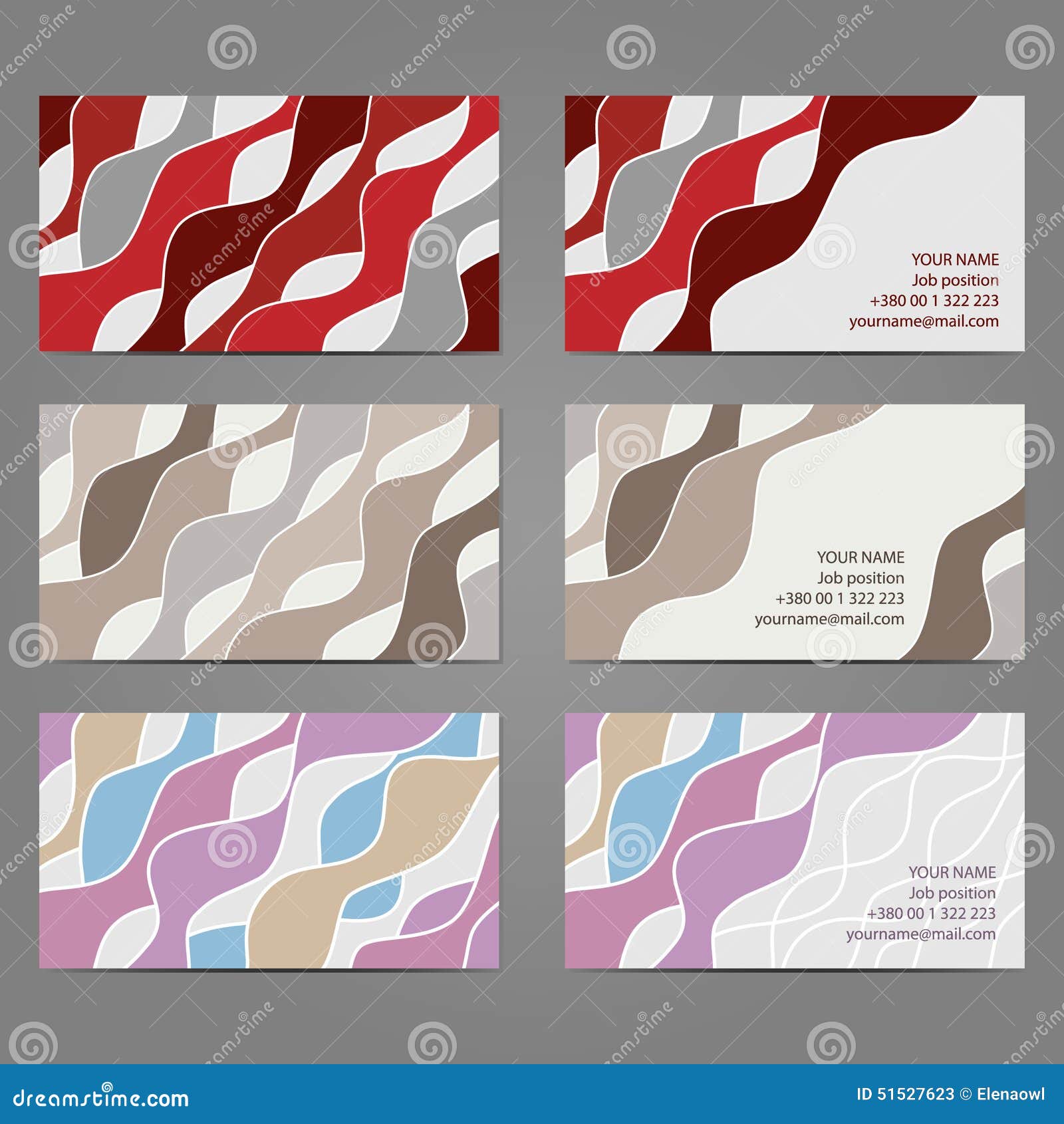 Set 2 of 3 Horizontal Business Cards. Stock Vector - Illustration of ...