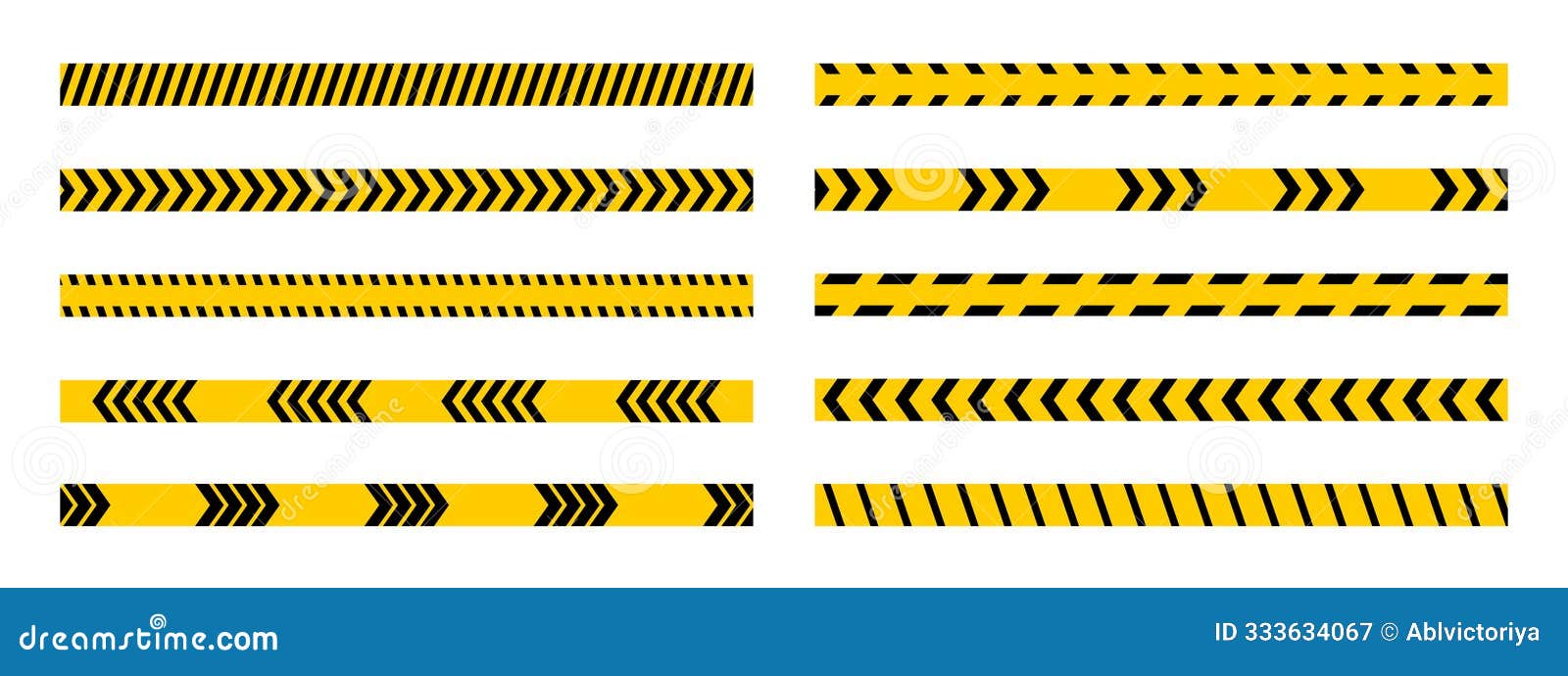Set of Horizontal Caution Tapes with Black and Yellow Diagonal Slashes ...