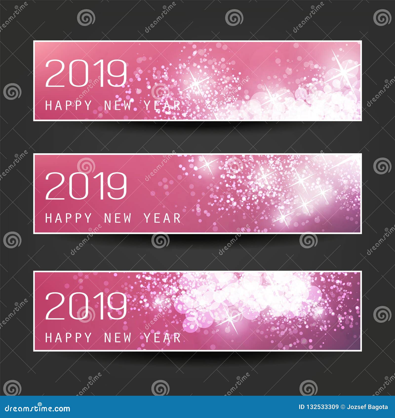 Set of Horizontal Christmas, New Year Headers or Banners Design - 2019 ... Set of Horizontal Christmas, New Year Headers or Banners Design - 2019 ...