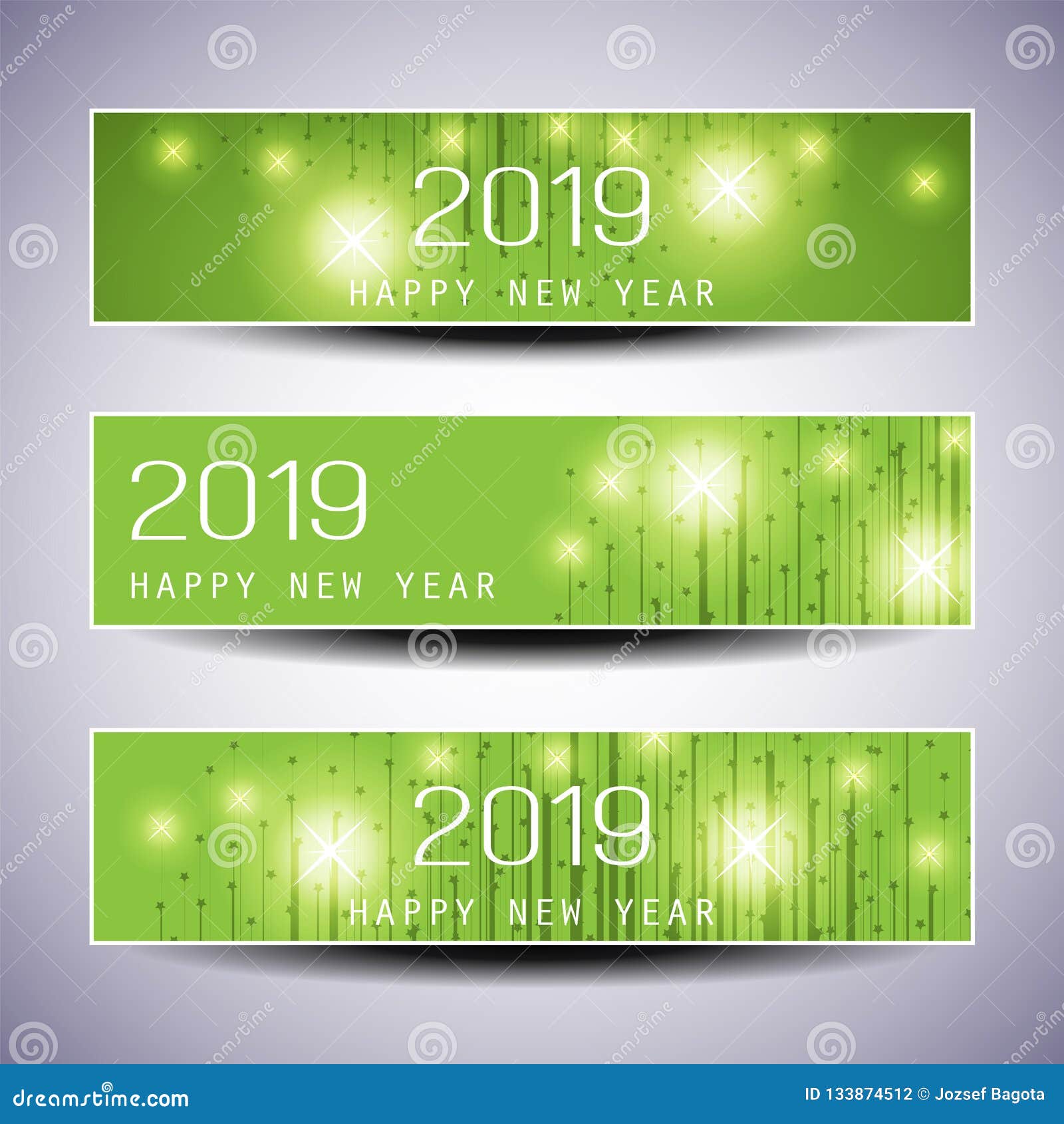 Set of Horizontal Christmas, New Year Headers or Banners Design - 2019 ...