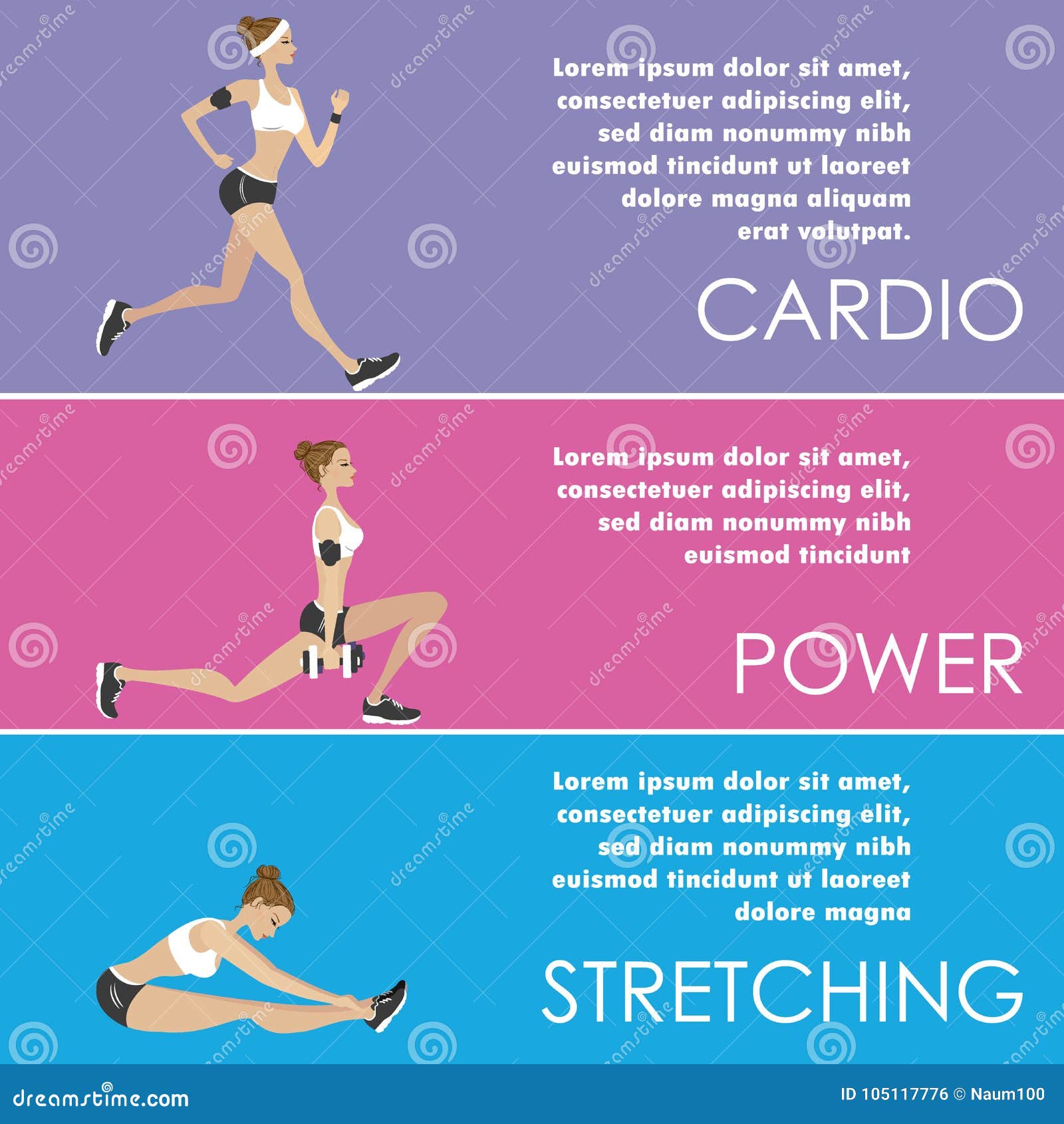 Set of Horizontal Color Banners about Different Physical Stock Vector ...