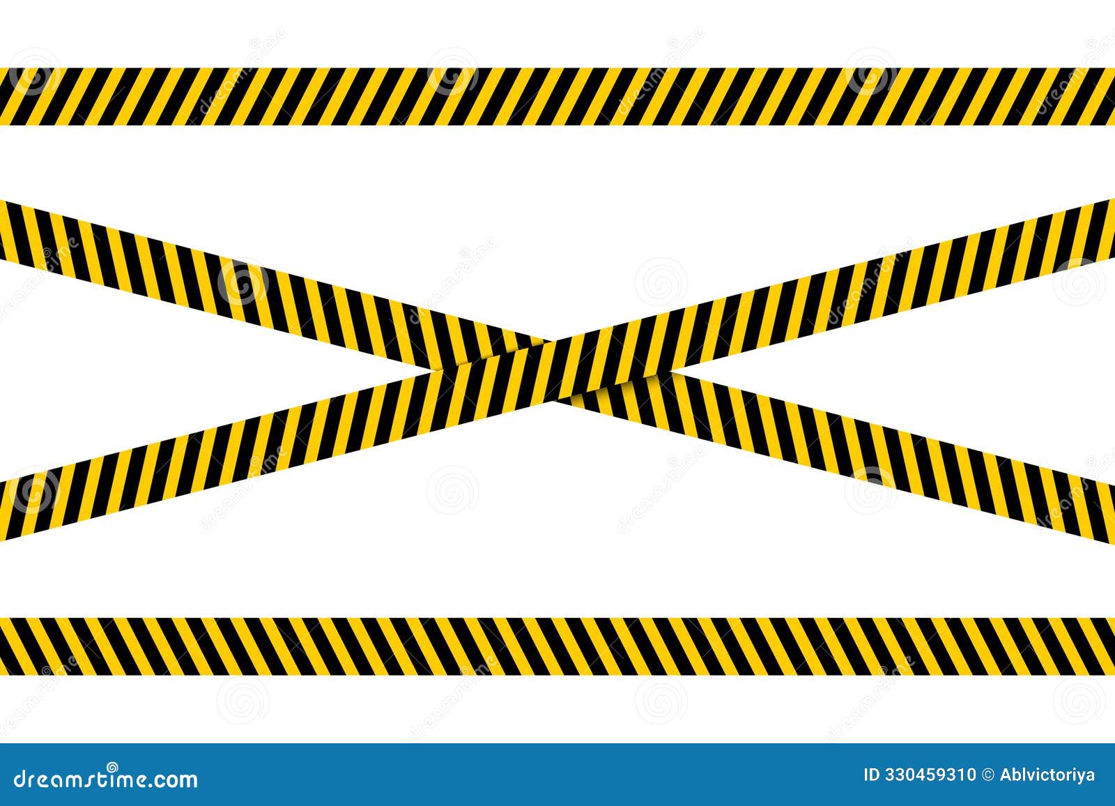 Set of Horizontal and Crossed Caution Tapes with Black and Yellow ...