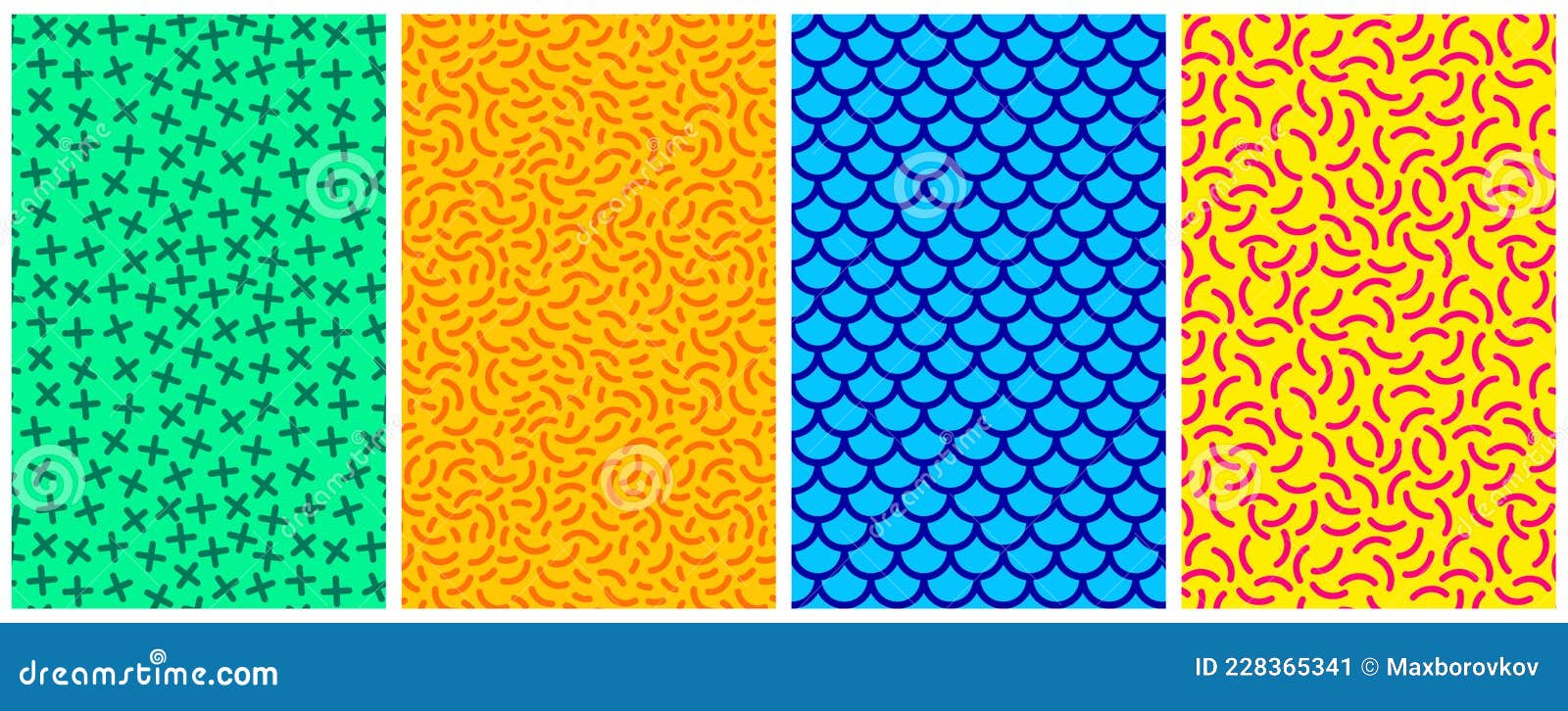 Set of Horizontal Different Colorful Patterns Stock Vector ...