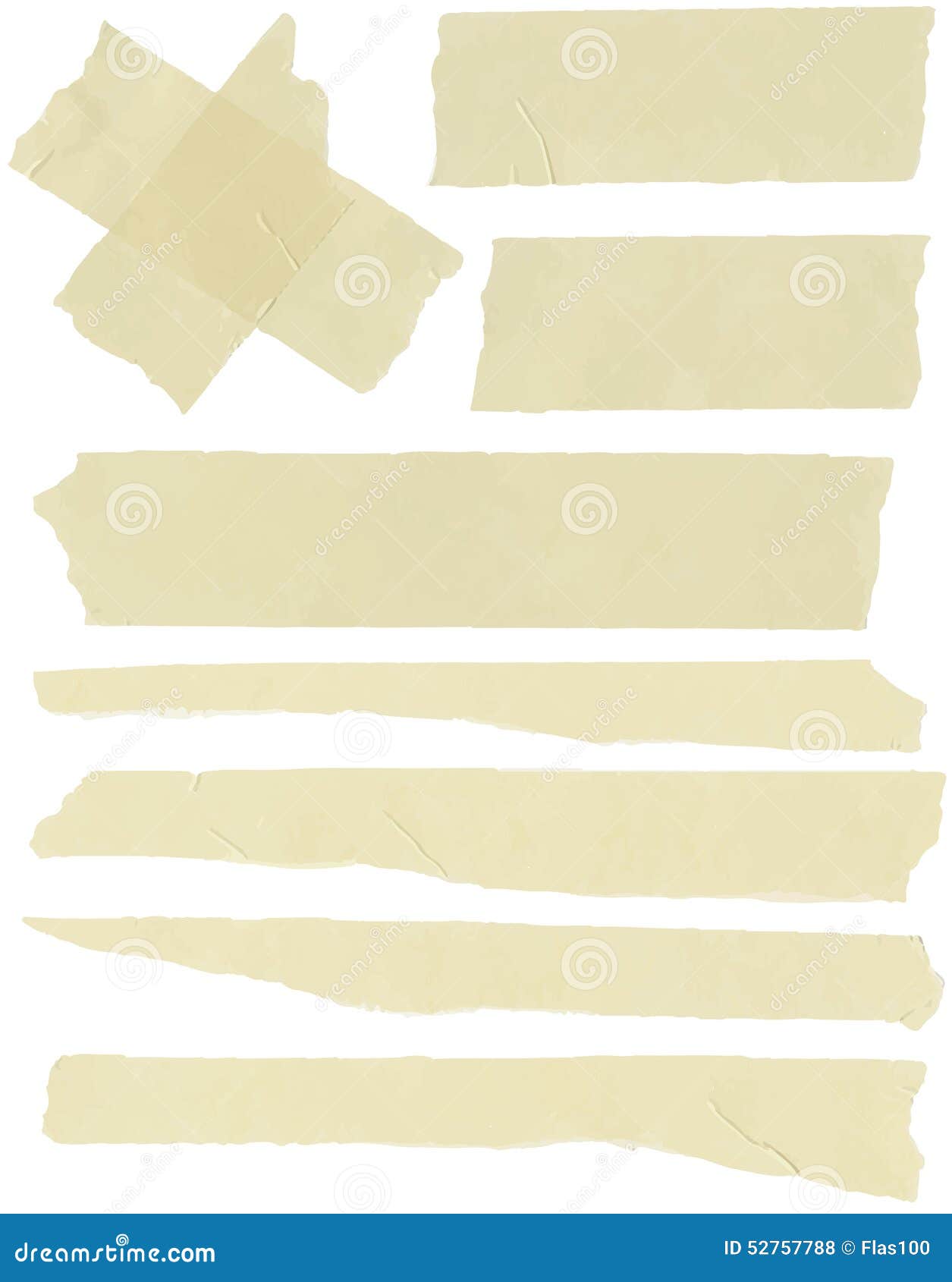 Sticky Tape. Adhesive Damages Paper Tape With Torn Edges Creases And ...