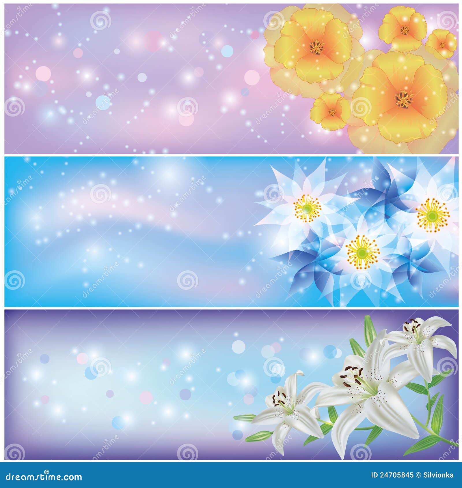 Set of Horizontal Floral Banners Stock Vector - Illustration of gift ...